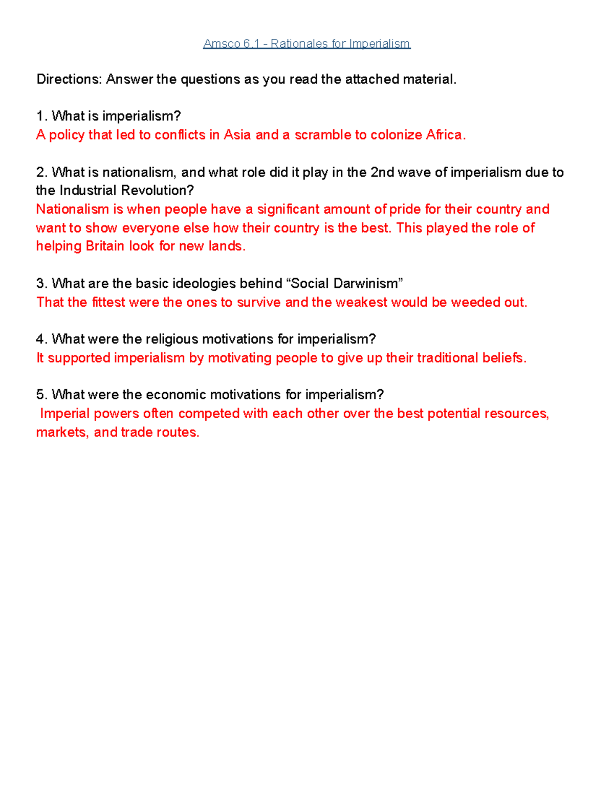 Rationales for Imperialism - Amsco 6 - Rationales for Imperialism ...