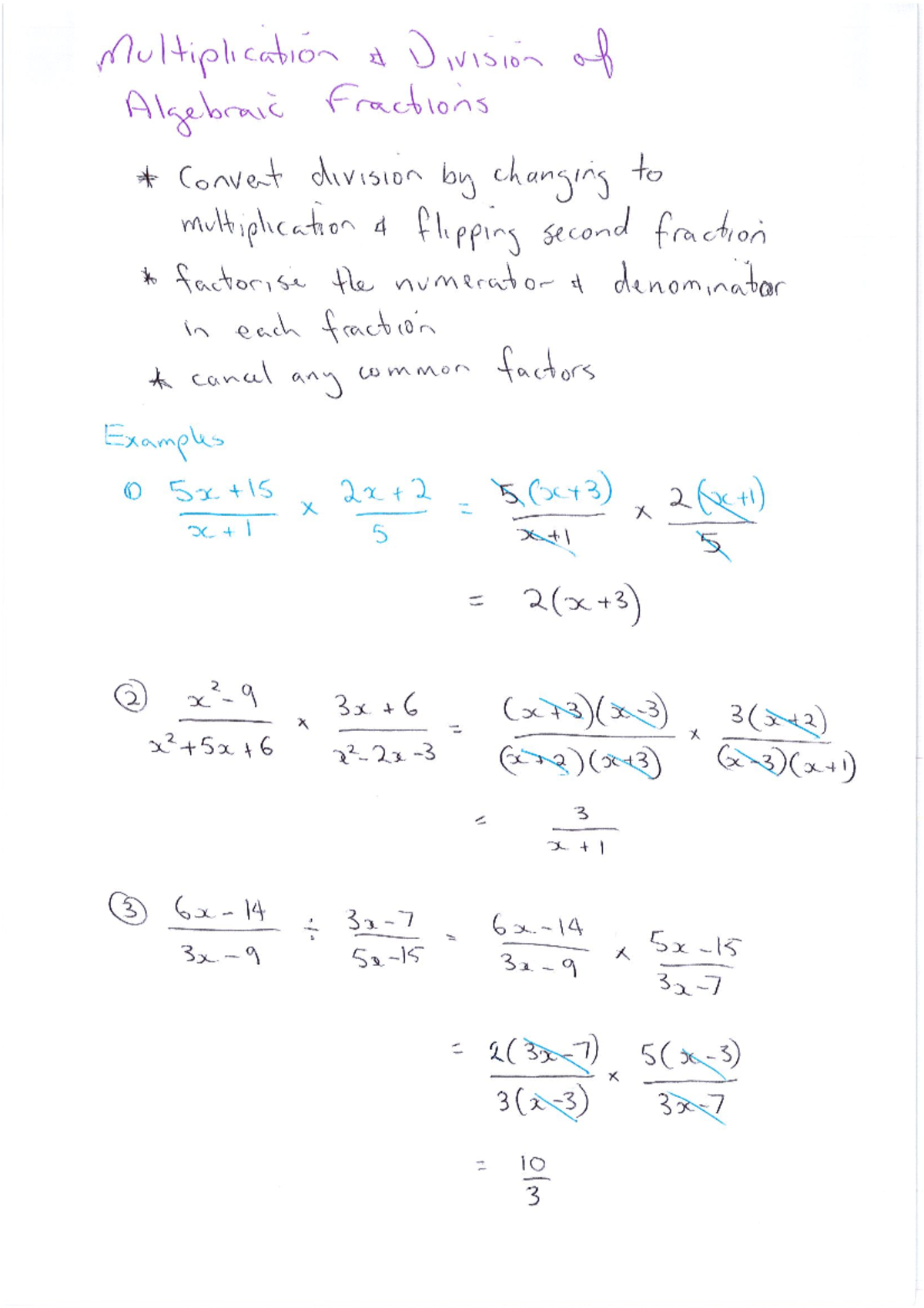 Multiplying and Dividing Algebraic Fractions: Key Concepts and Examples ...