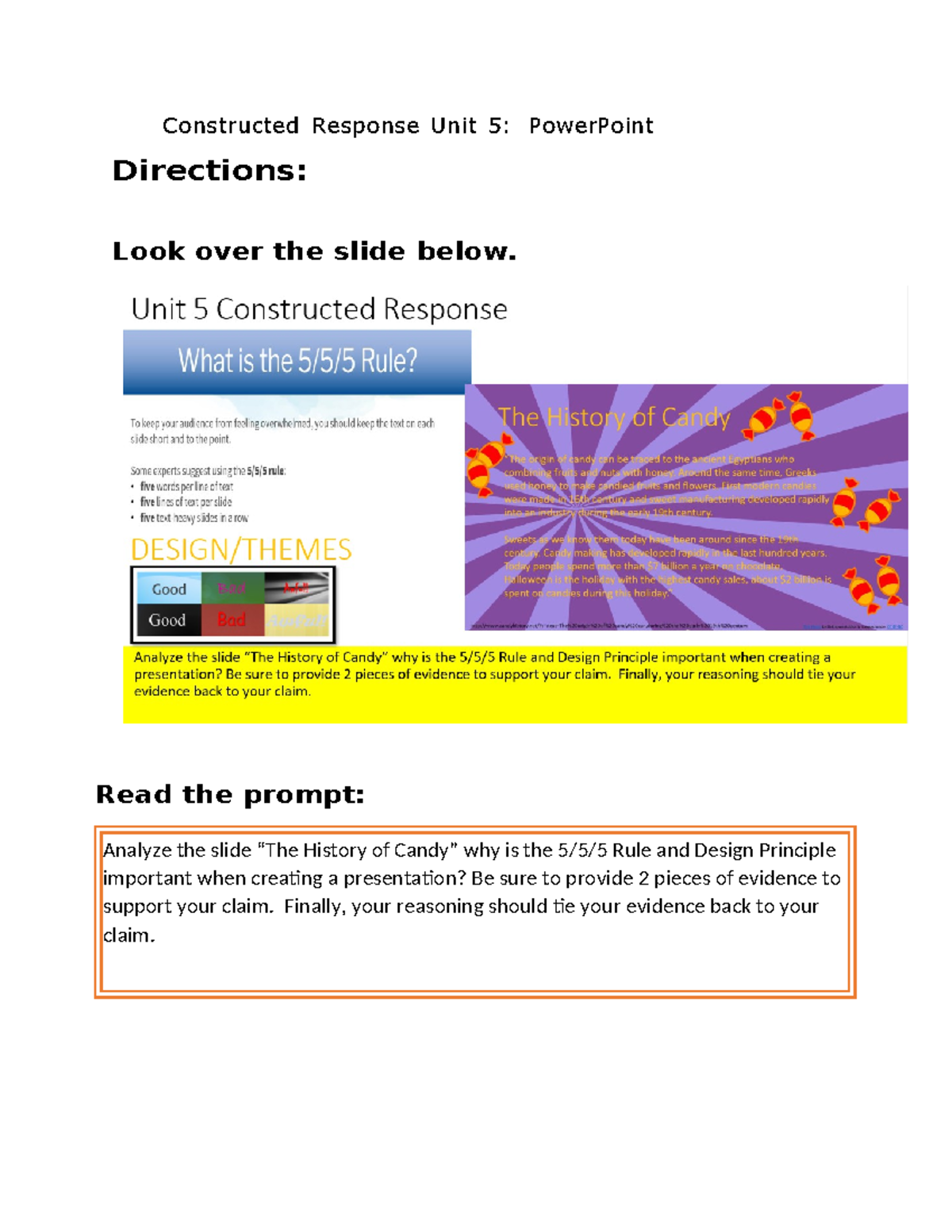 Constructed Response Unit 5 Student Planning Document (1) - Constructed ...
