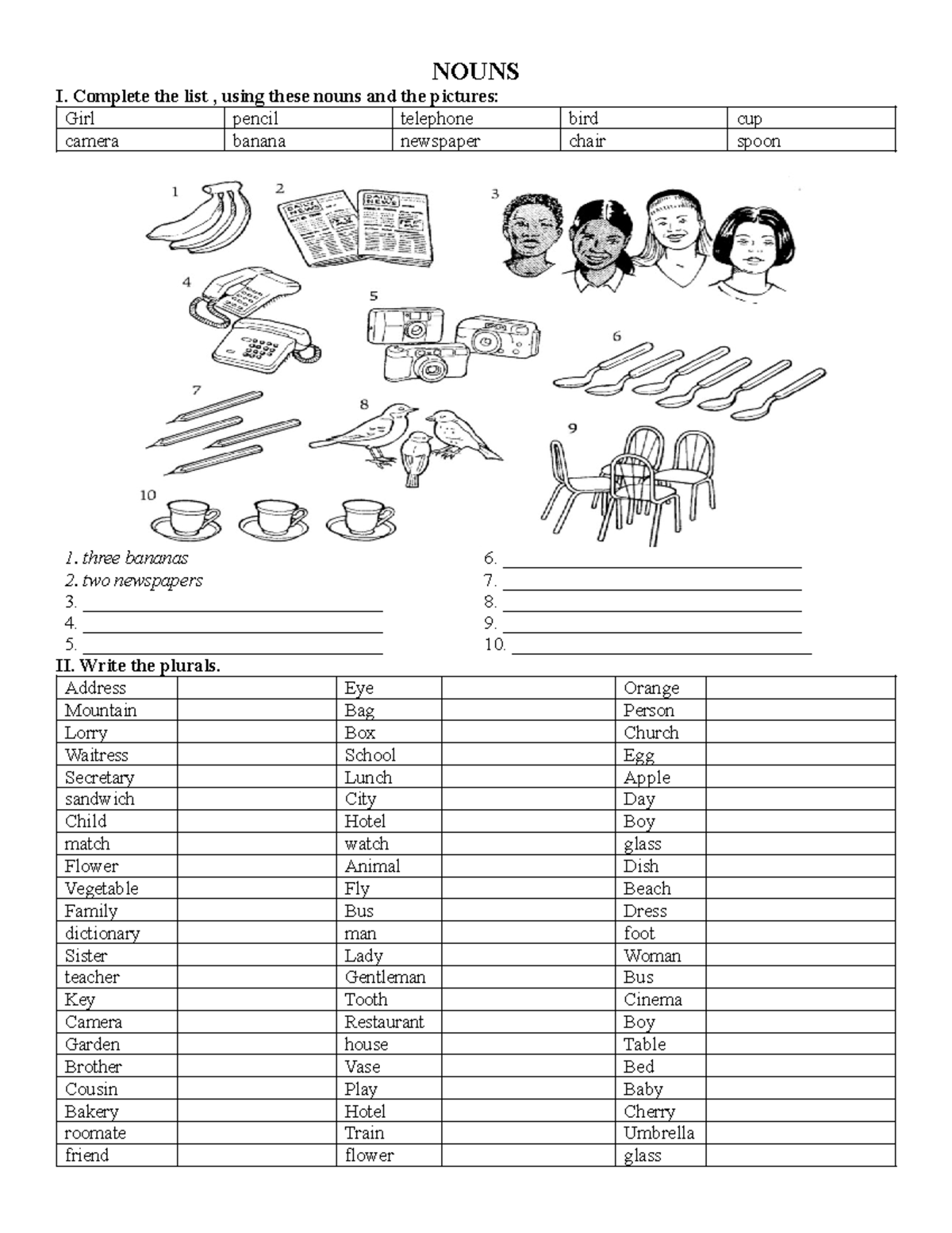 Grade 5-6 Nouns Practice: Day 1 Exercises and Activities - Studocu
