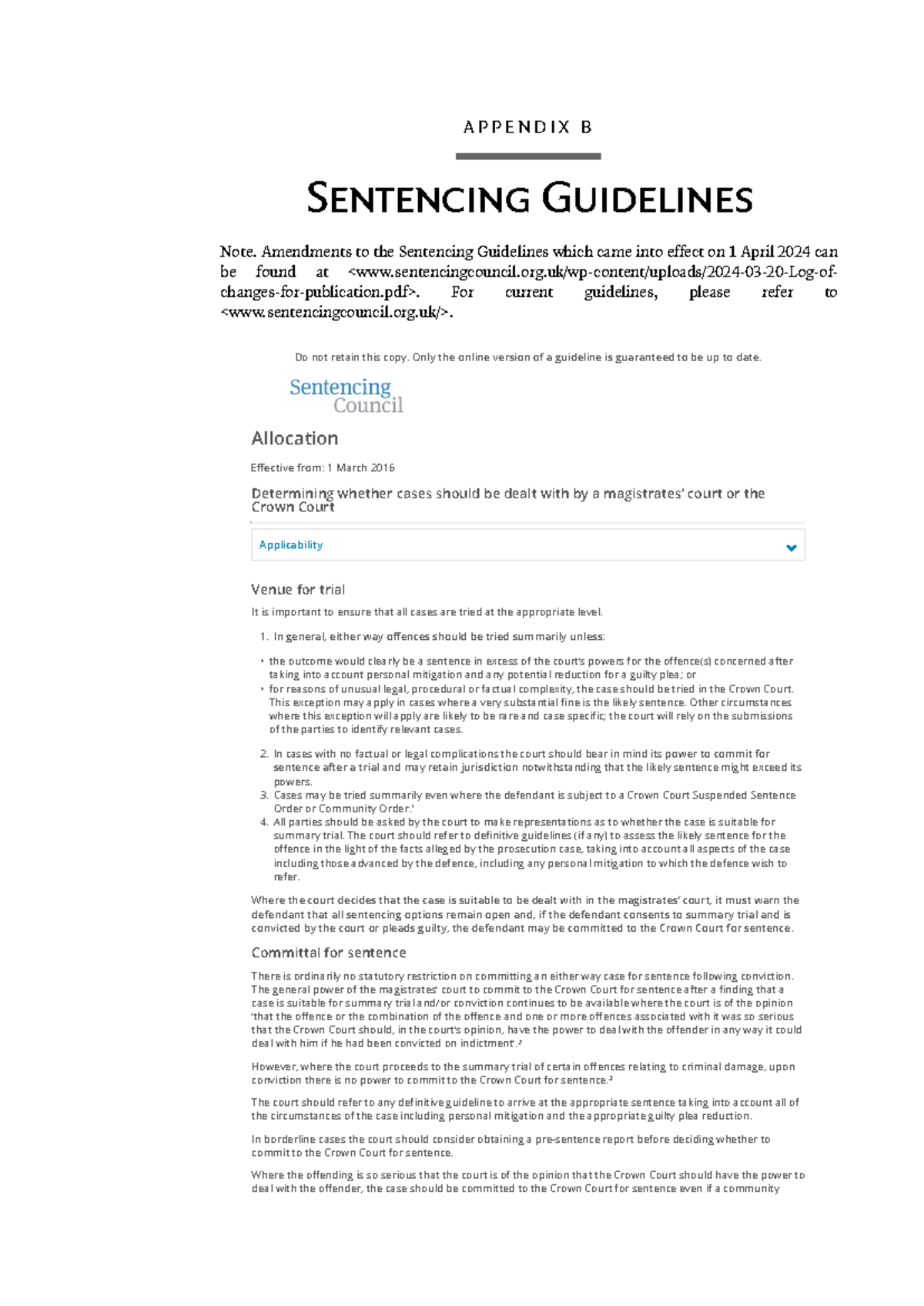 Appendix B disputes - Sentencing Guidelines 521 A P P E N D I X B ...