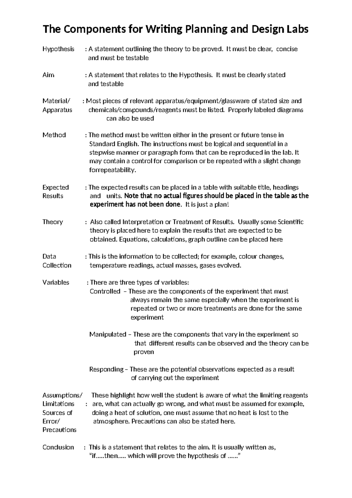 Components of Writing Planning & Design Labs: A Guide - Studocu