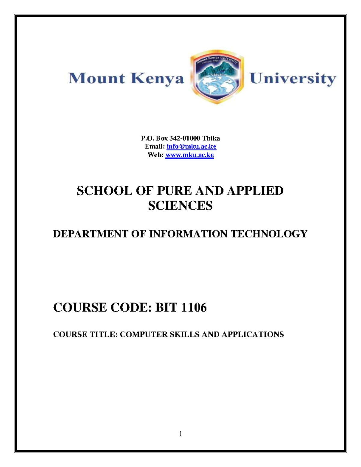 FORM ONE Computer Notes - COMPUTER FORM 1 NOTES Page | 2 FOR: Form 2, 3 ...