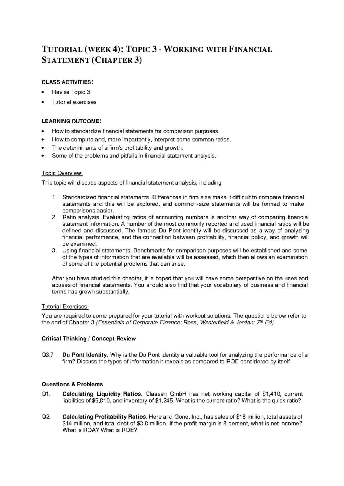 Topic 3 Tutorial - Working with financial statements - TUTORIAL (WEEK 4 ...