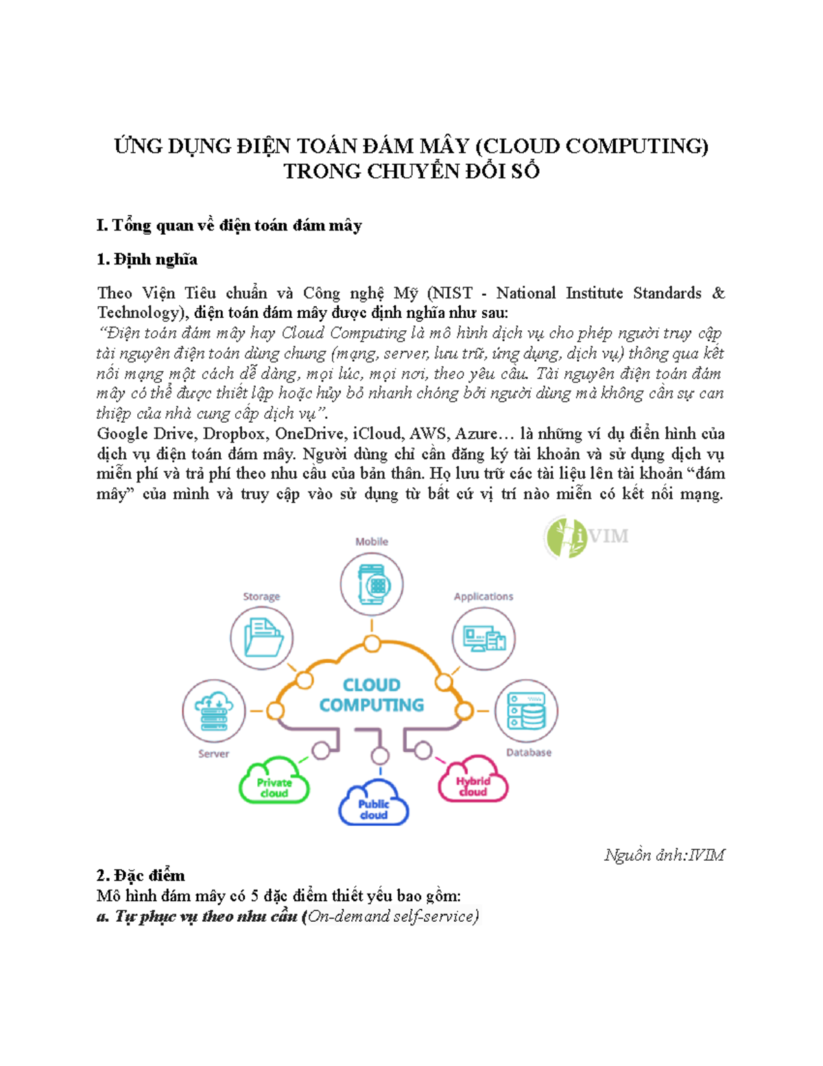 ỨNG DỤNG ĐIỆN TOÁN ĐÁM MÂY Trong CHUYỂN ĐỔI SỐ - ỨNG DỤNG ĐIỆN TOÁN ĐÁM MÂY (CLOUD COMPUTING ...
