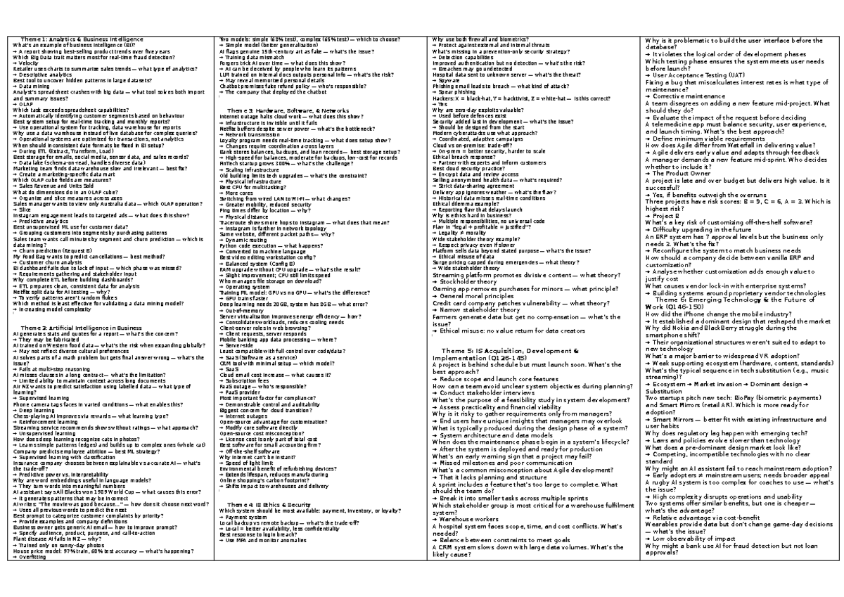 INFO123 Final Exam Cheat Sheet: Key Concepts in Business Intelligence ...