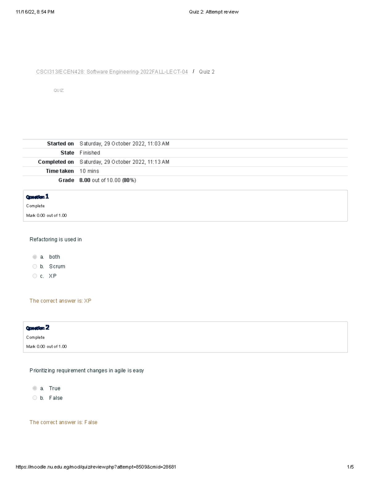 Quiz 2 - 2 - rfrf - Started on Saturday, 29 October 2022, 11:03 AM ...