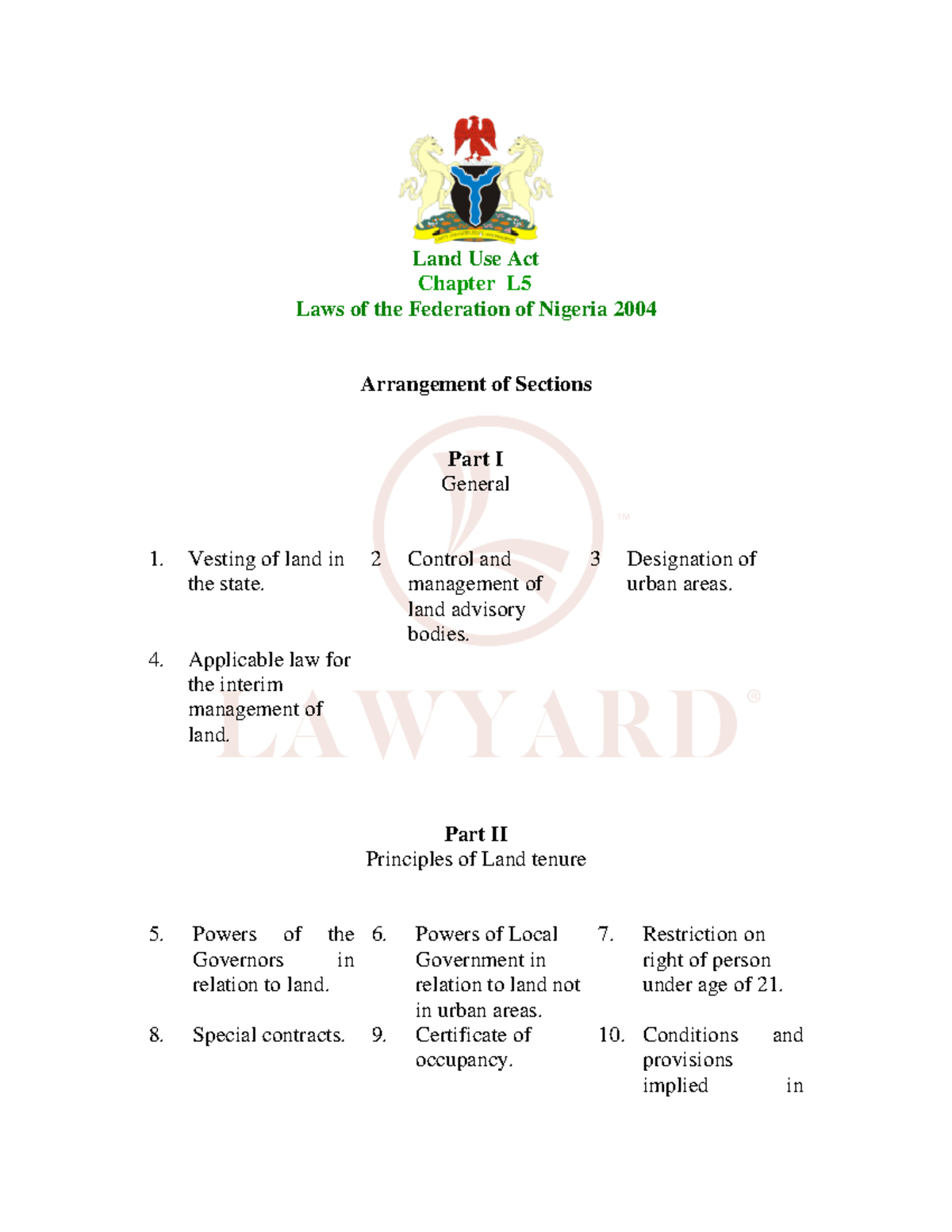 Overview of the Land Use Act 2004 - Nigeria's Land Management Policies ...