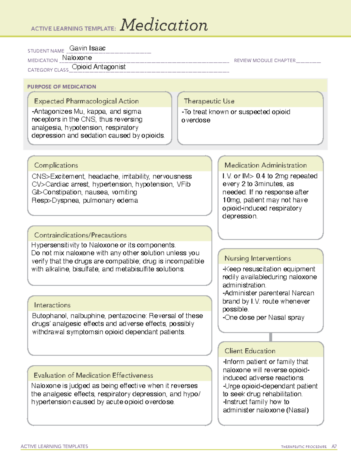 Naloxone Medication: Active Learning Template for Therapeutic ...