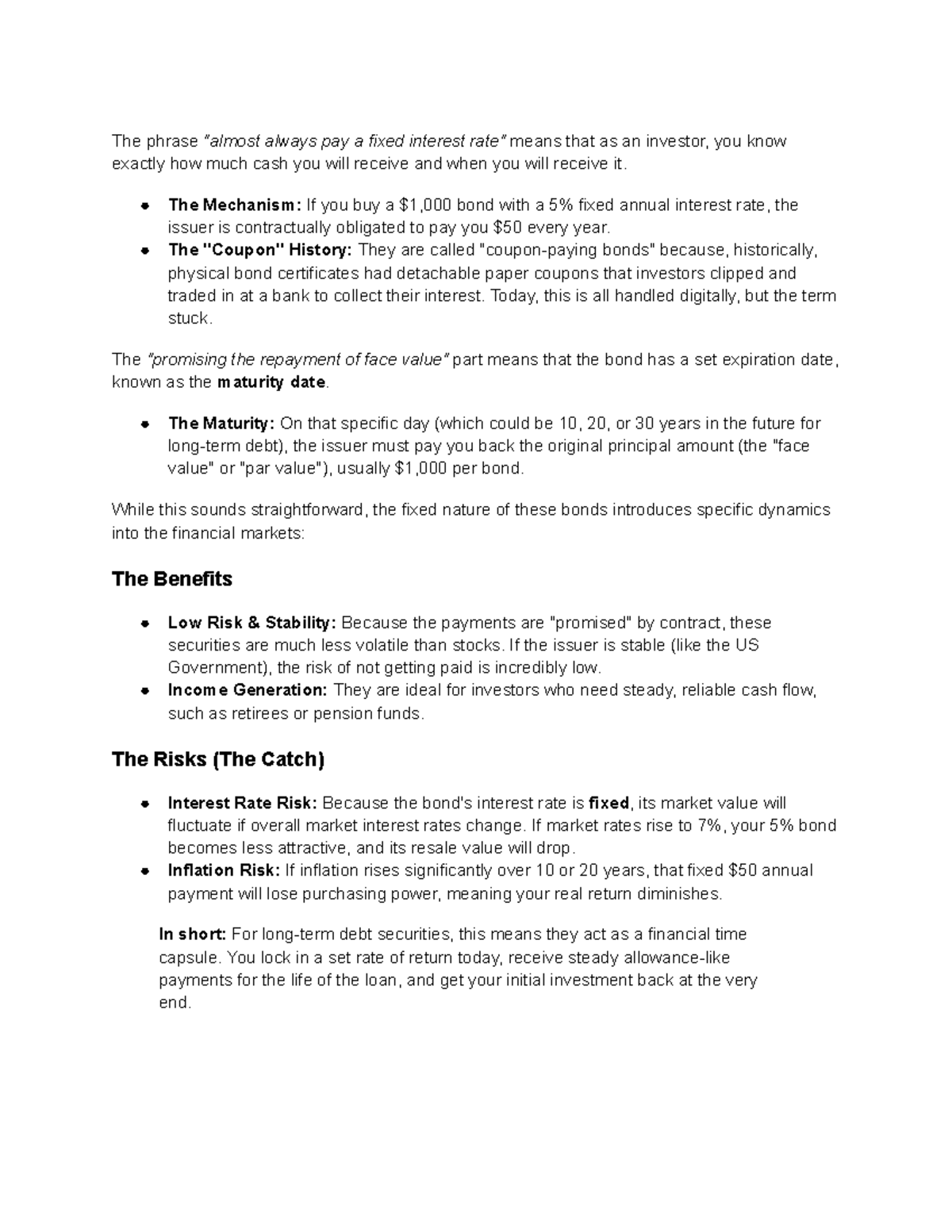 Lecture Notes on Fixed Interest Bonds and Their Dynamics - Studocu