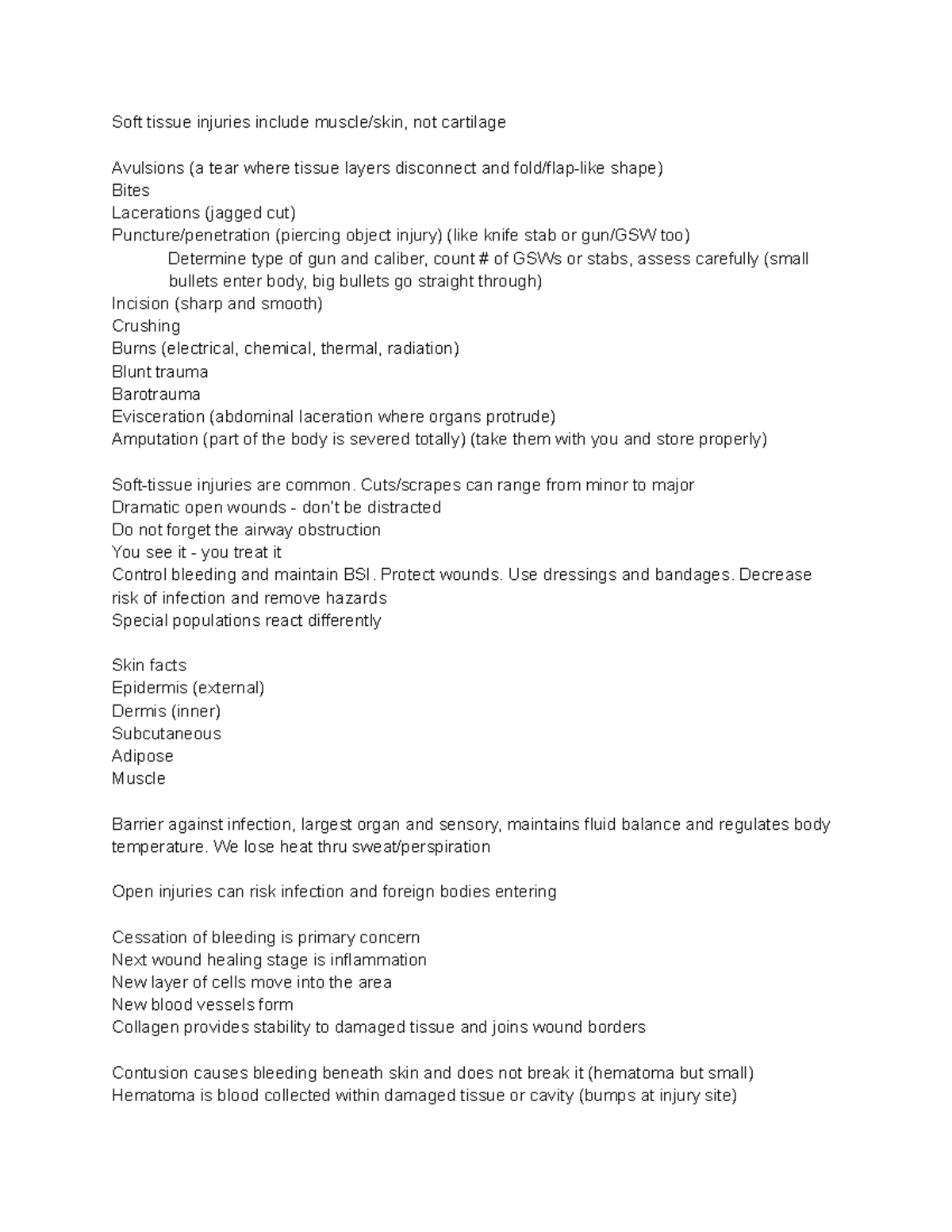 Soft Tissue Injuries & Emergency Management Protocols (EMT 101) - Studocu