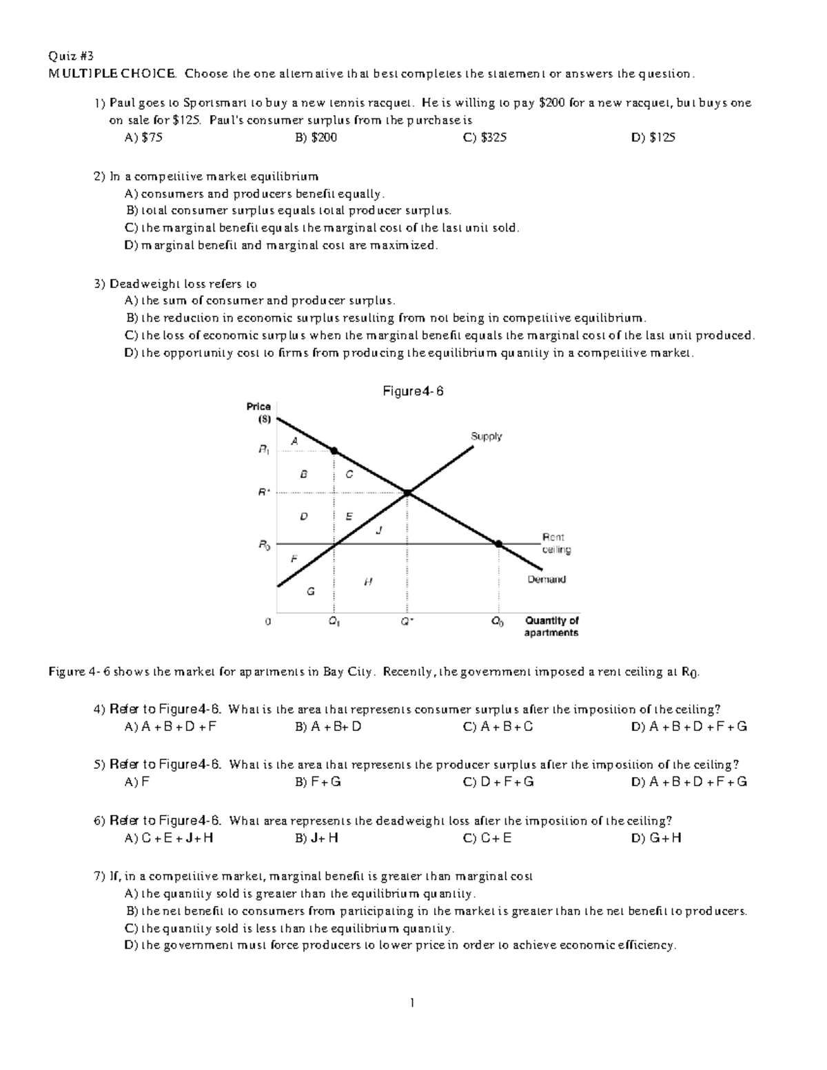 Economics Quiz #3: Market Equilibrium & Externalities Concepts - Studocu
