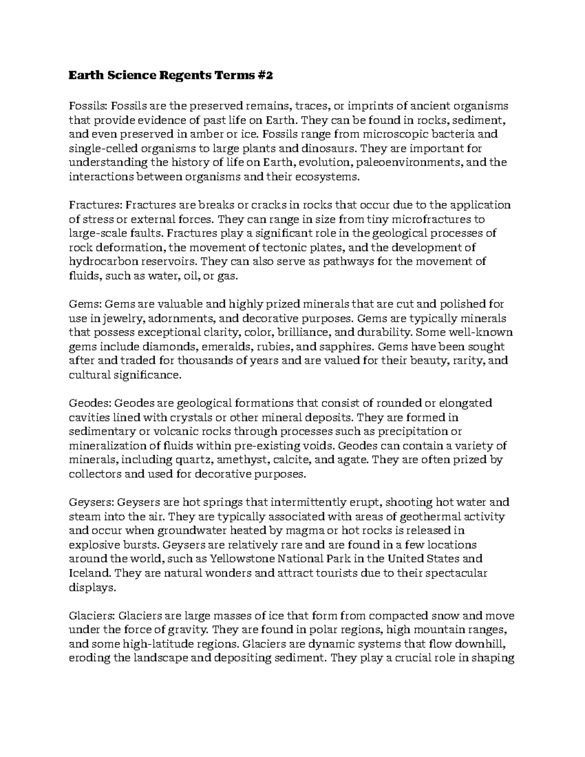 Earth Science Regents Terms: Key Concepts & Definitions (Part Two ...