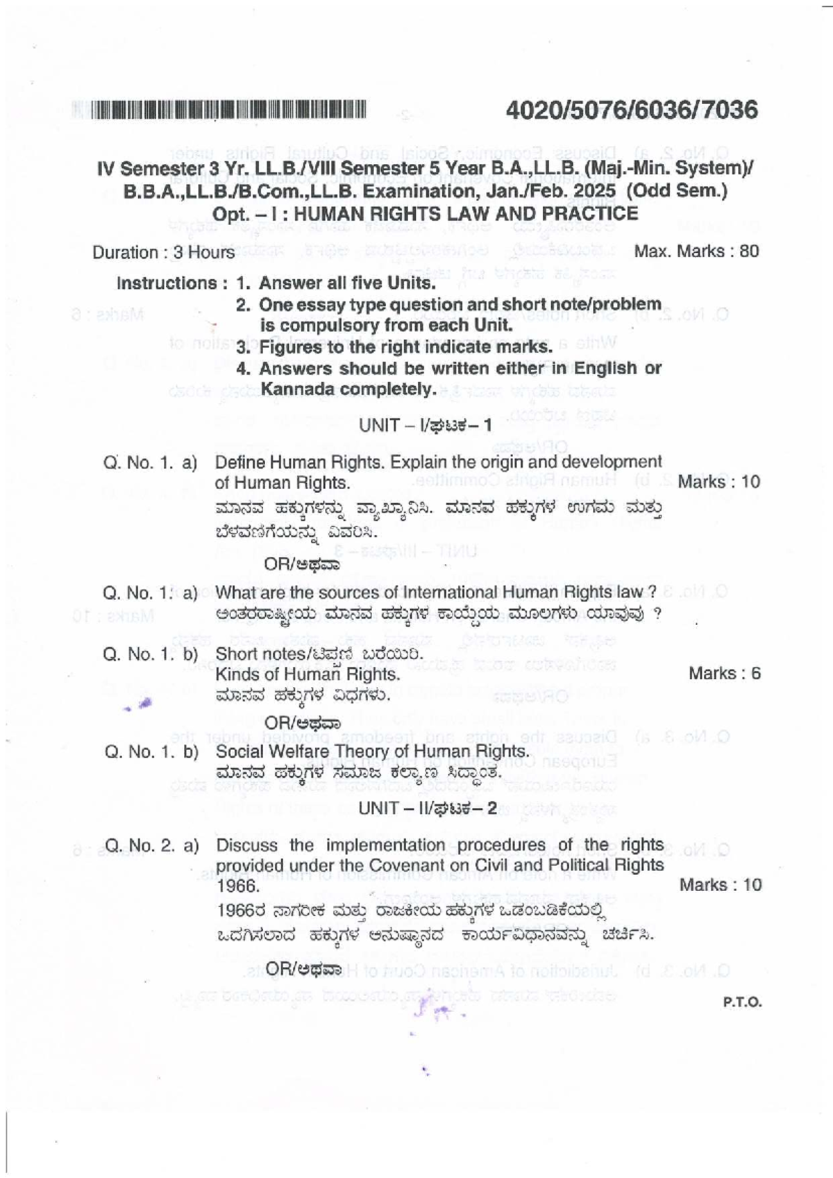 Human Rights Law Exam Notes - IV Sem B.A.,LL.B. 2025 - Studocu