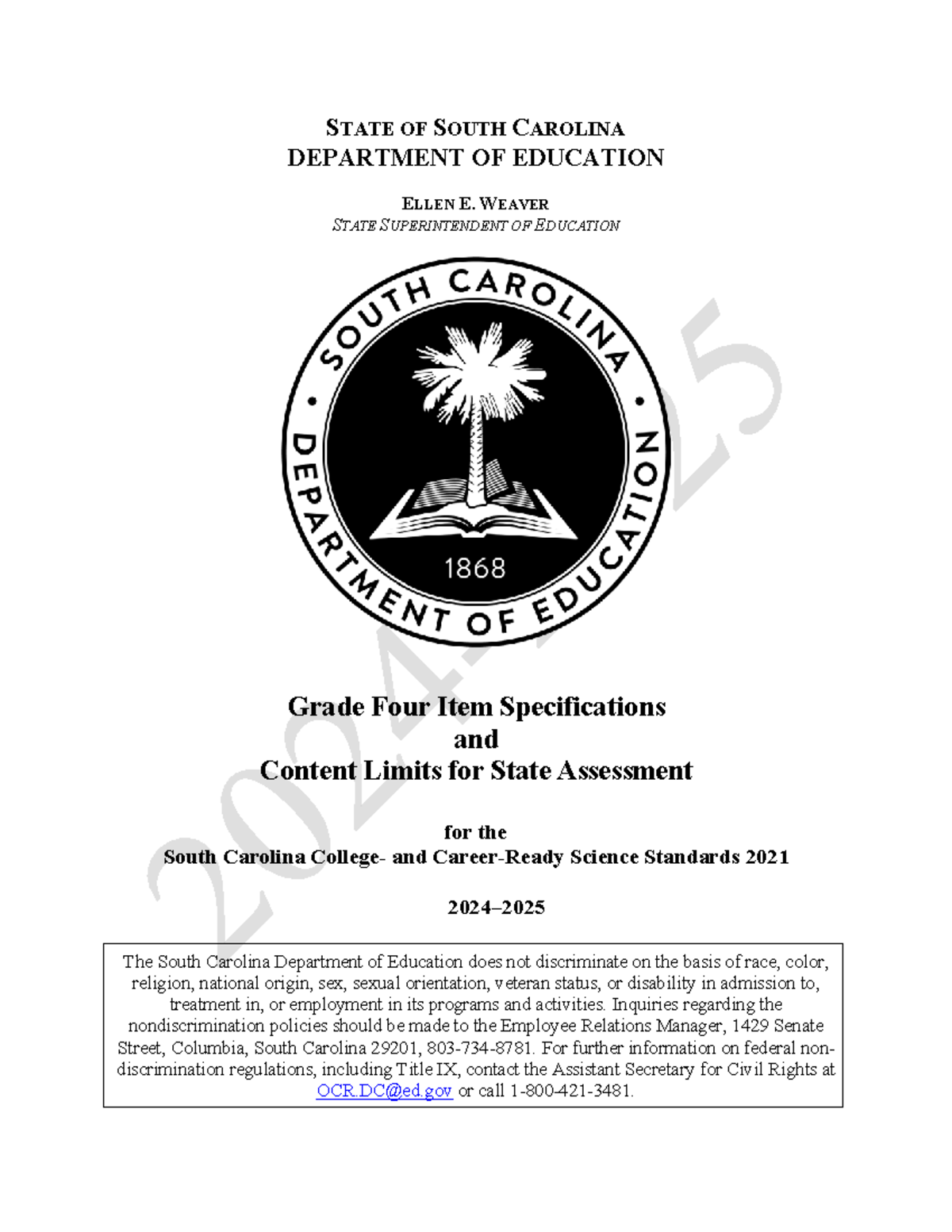 Grade 4 Science Assessment Specs & Content Limits (2024-2025) - Studocu