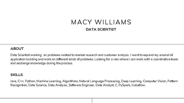 CV - Data Scientist Profile & Skills Overview - Studocu