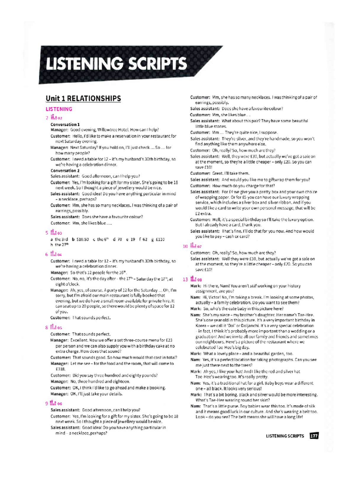 Mindset 1 Unit 1-2 Listening Script - Nghe Nói 4 - Kỹ năng giao tiếp ...