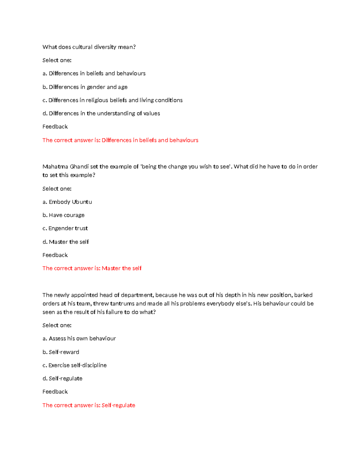 Management & Leadership Online Test A: Cultural Diversity Insights ...