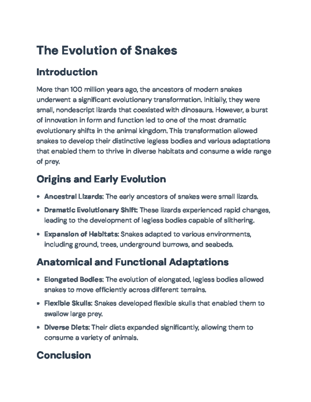 The Evolution of Snakes: From Lizards to Diverse Adaptations - The ...