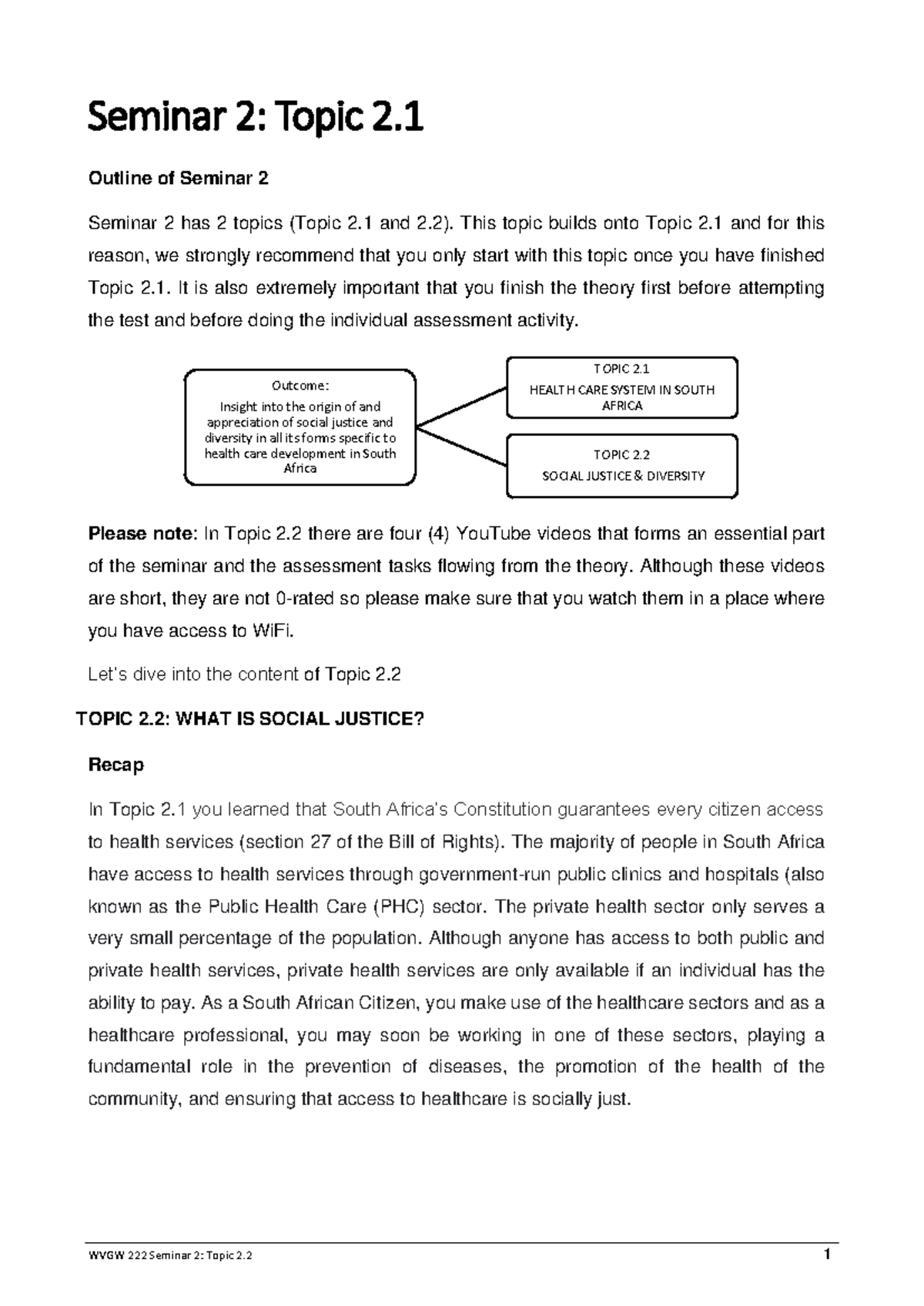 Seminar 2 Topic 2.2 Social Jusitce and Diversity Final - Seminar 2 ...
