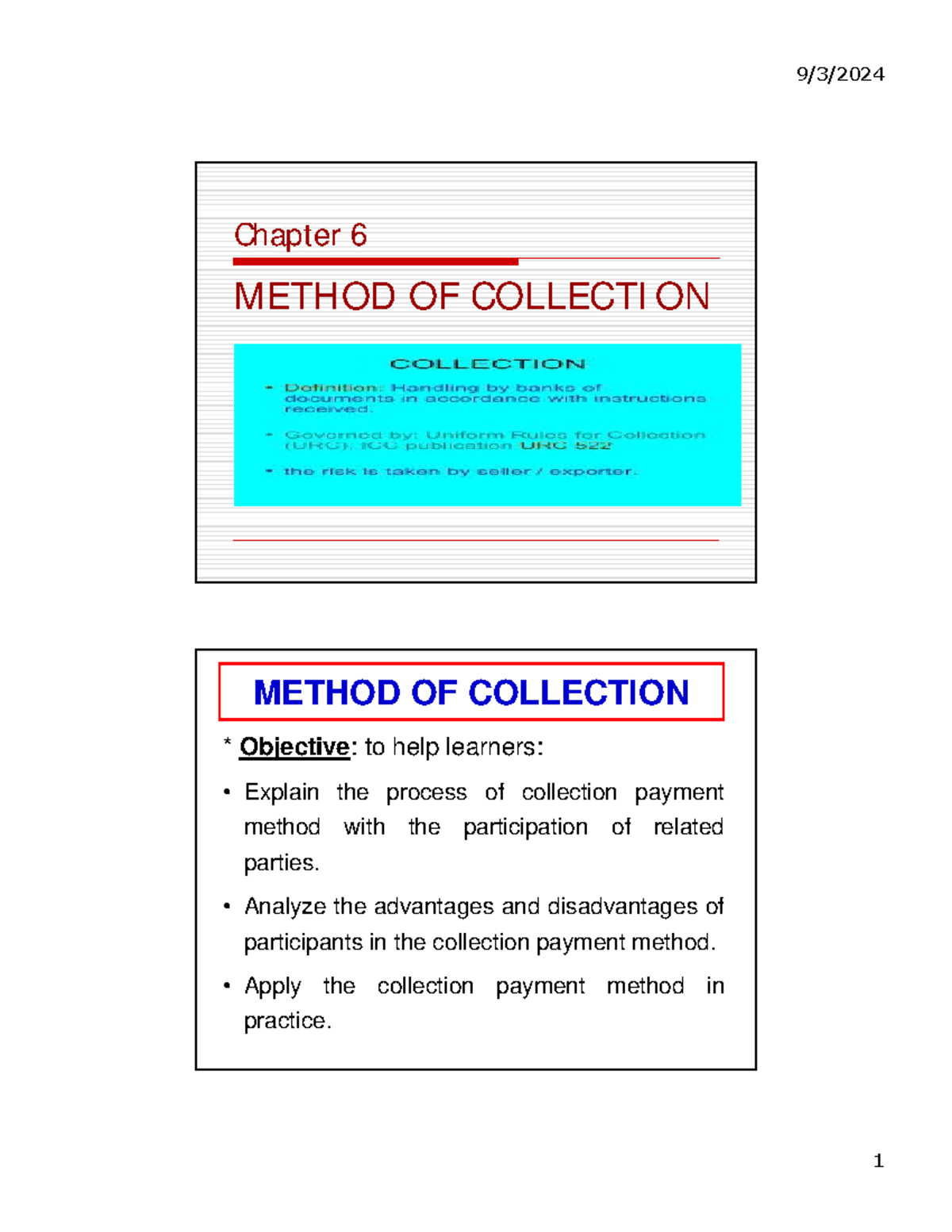 Chapter 6: Methods of Collection in Payment Processes - Studocu