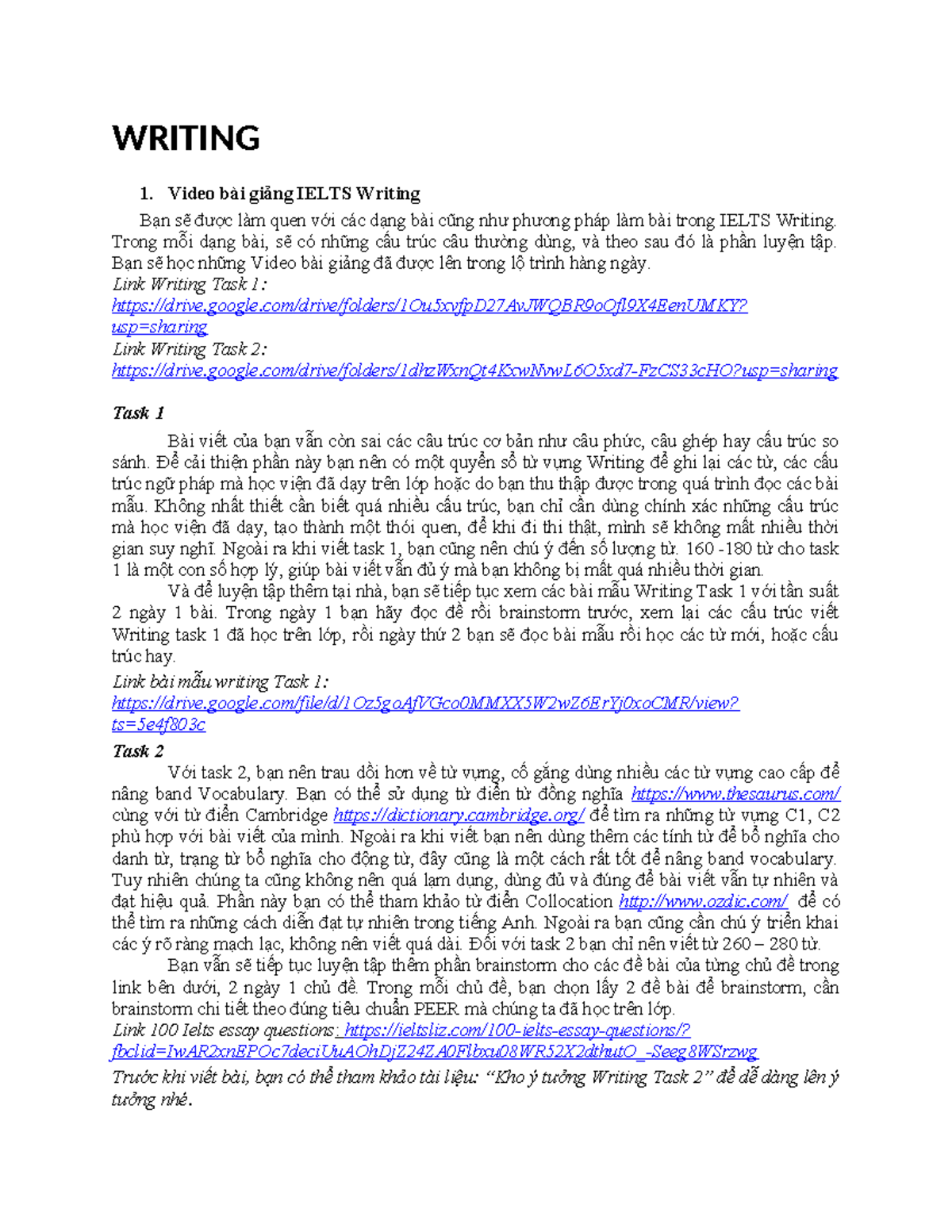Tài Liệu Lộ Trình IELTS Writing 1: Hướng Dẫn và Luyện Tập - Studocu