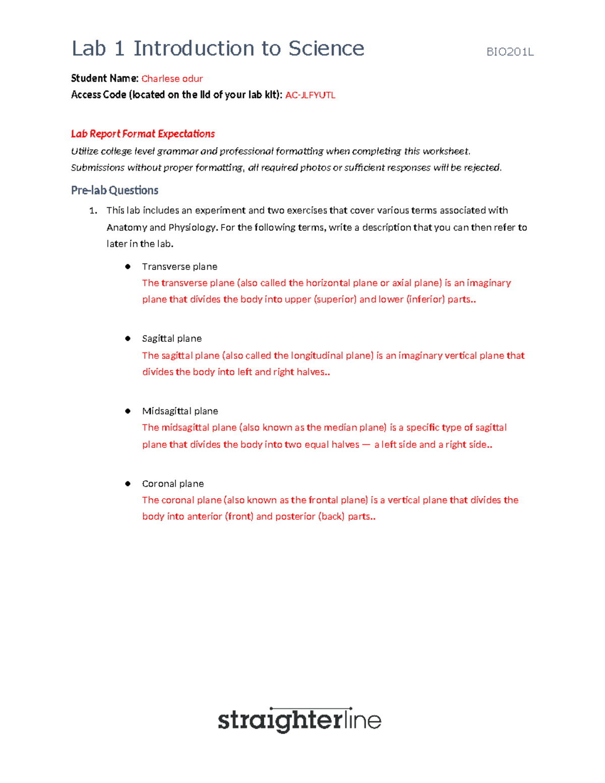 Lab 1: Intro to Anatomy & Physiology - BIO201L Report Guidelines - Studocu