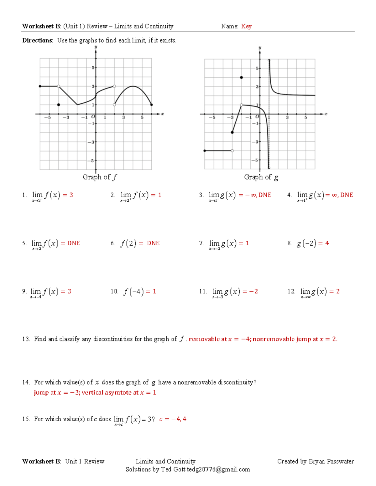 Unit 1 Review B: Limits and Continuity Solutions - Studocu