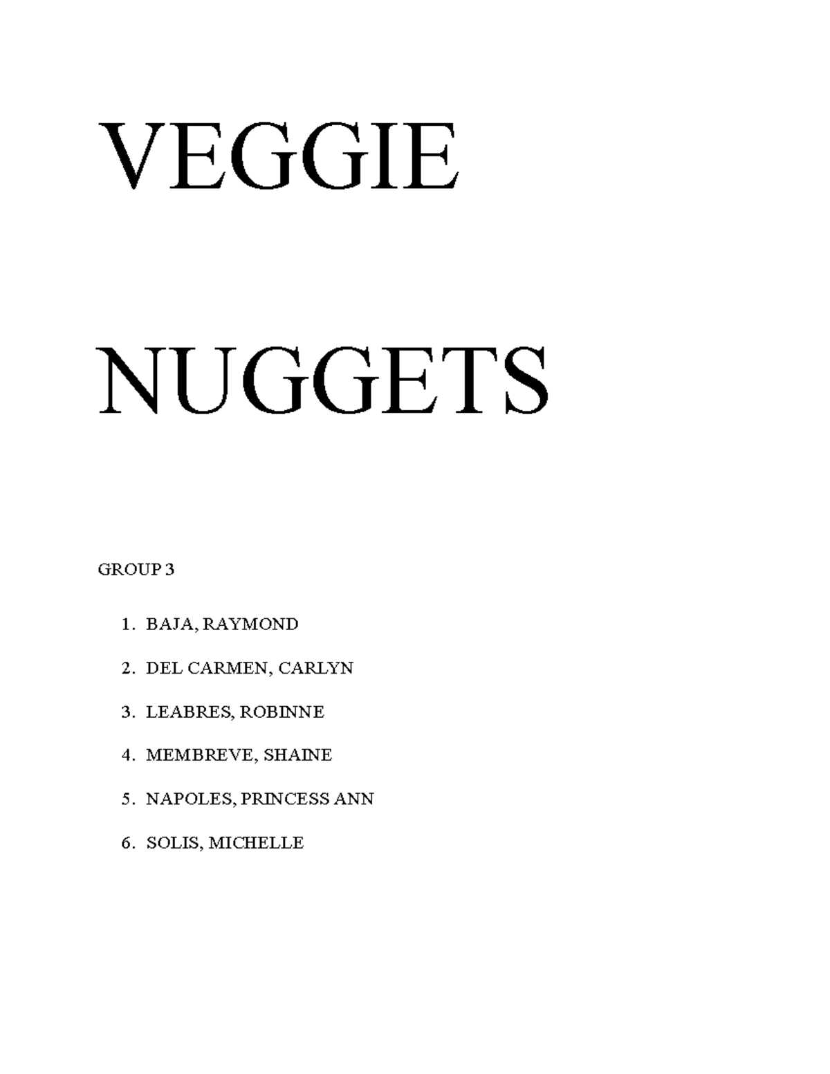 VEGGIE NUGGETS PRODUCT PROPOSAL: HEALTHY SNACKS STUDY - Studocu
