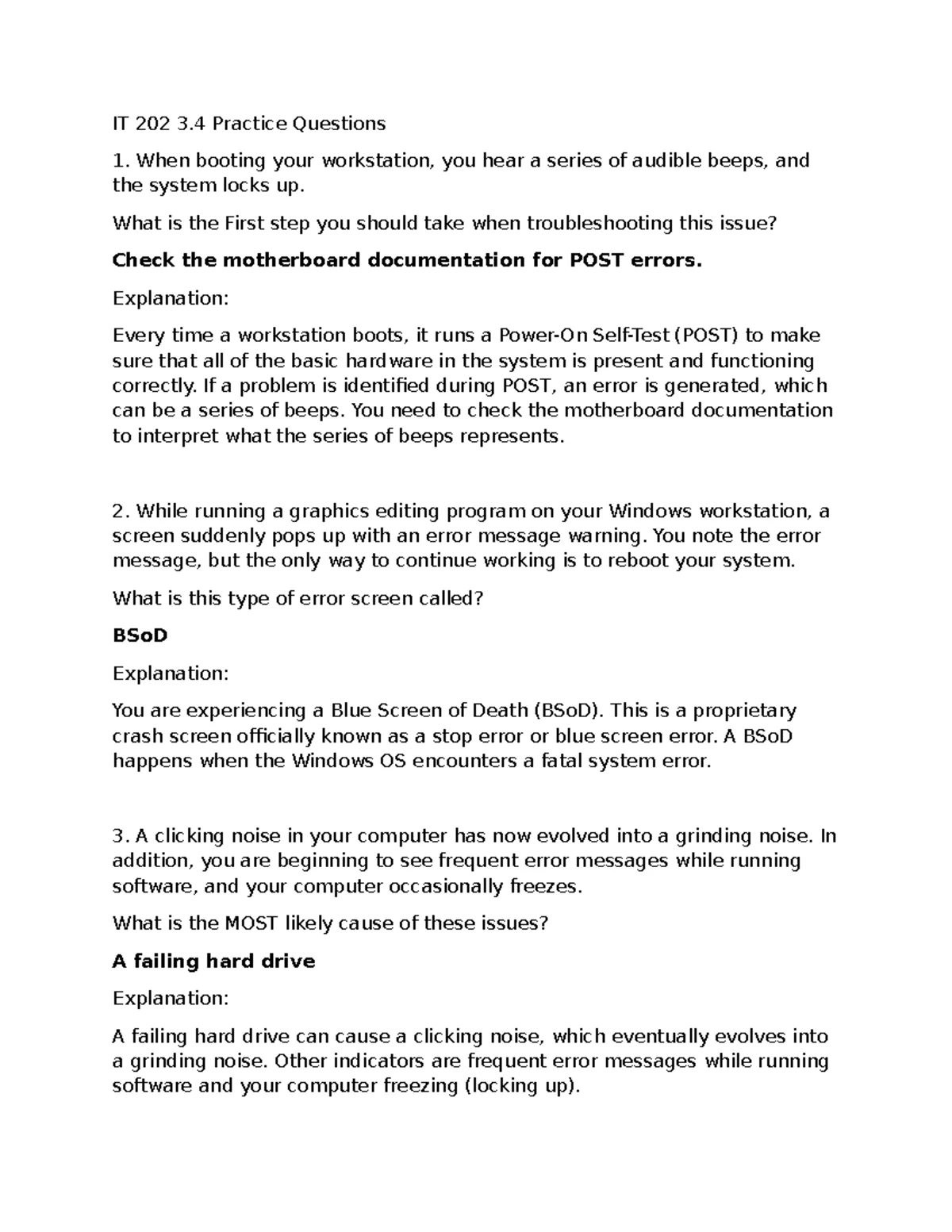 IT 202 13.4 Practice Questions on Printer Troubleshooting - Studocu