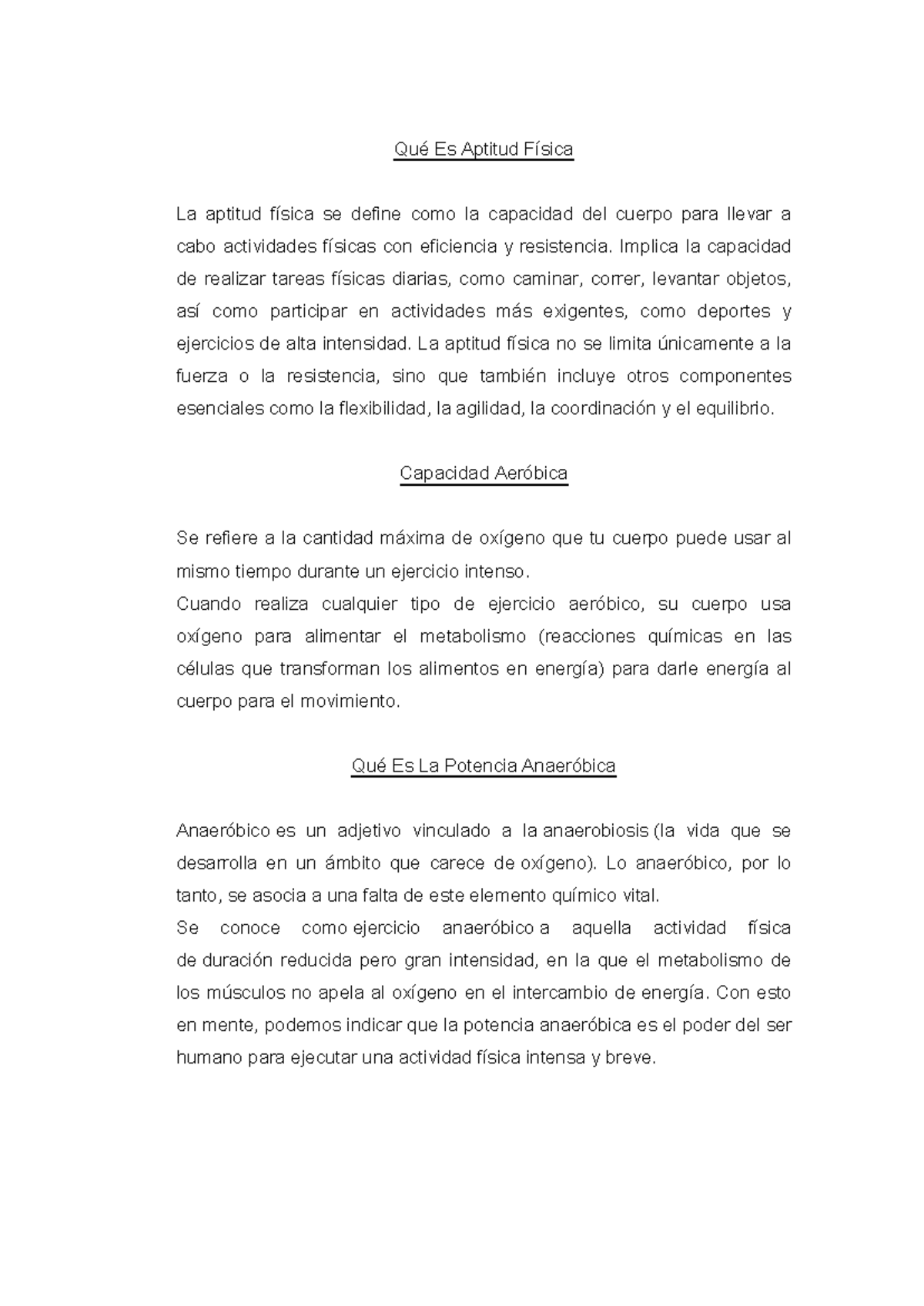 Qué Es La Aptitud Física: Capacidades y Componentes Esenciales - Studocu