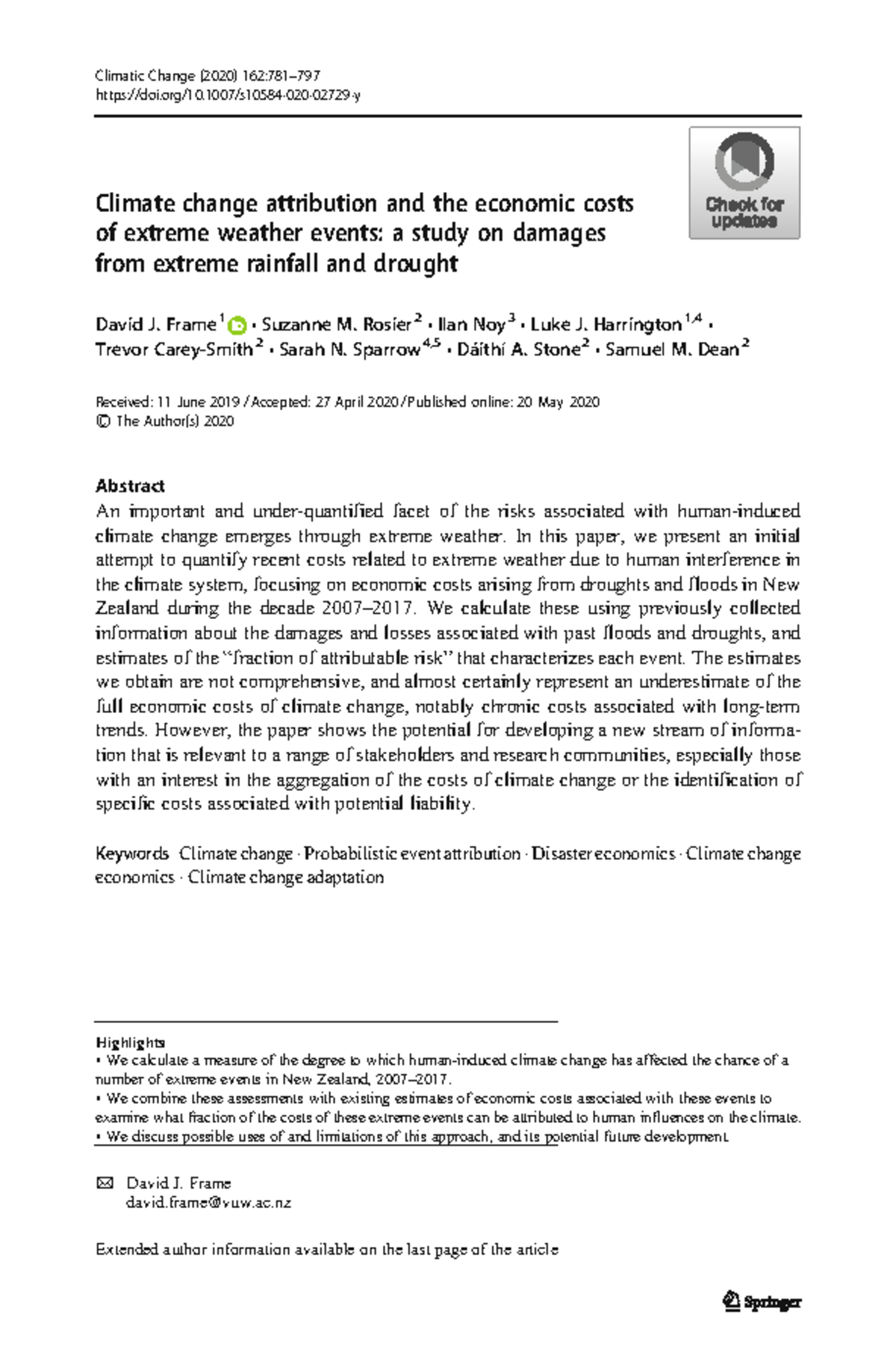 Economic Costs of Extreme Weather Events in NZ: A Climate Change Study ...