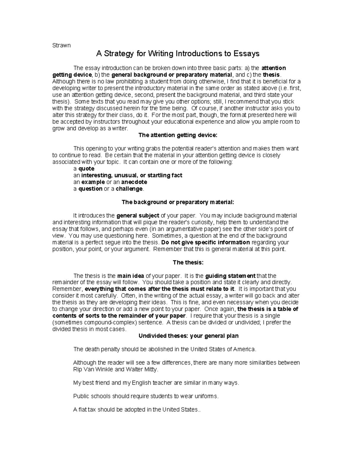A Strategy for Writing Essay Introductions - ARC Guide - Studocu