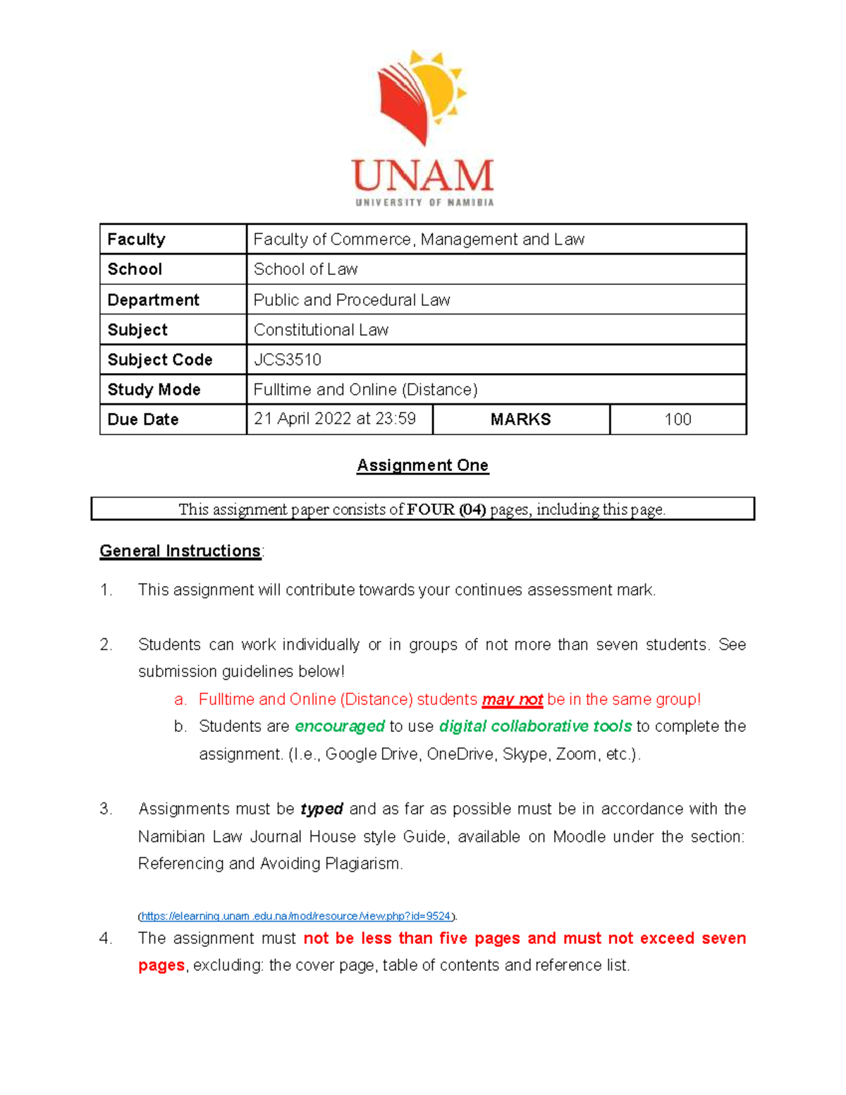 JCS 2022 Assignment 1 - Assignment One This assignment paper consists ...