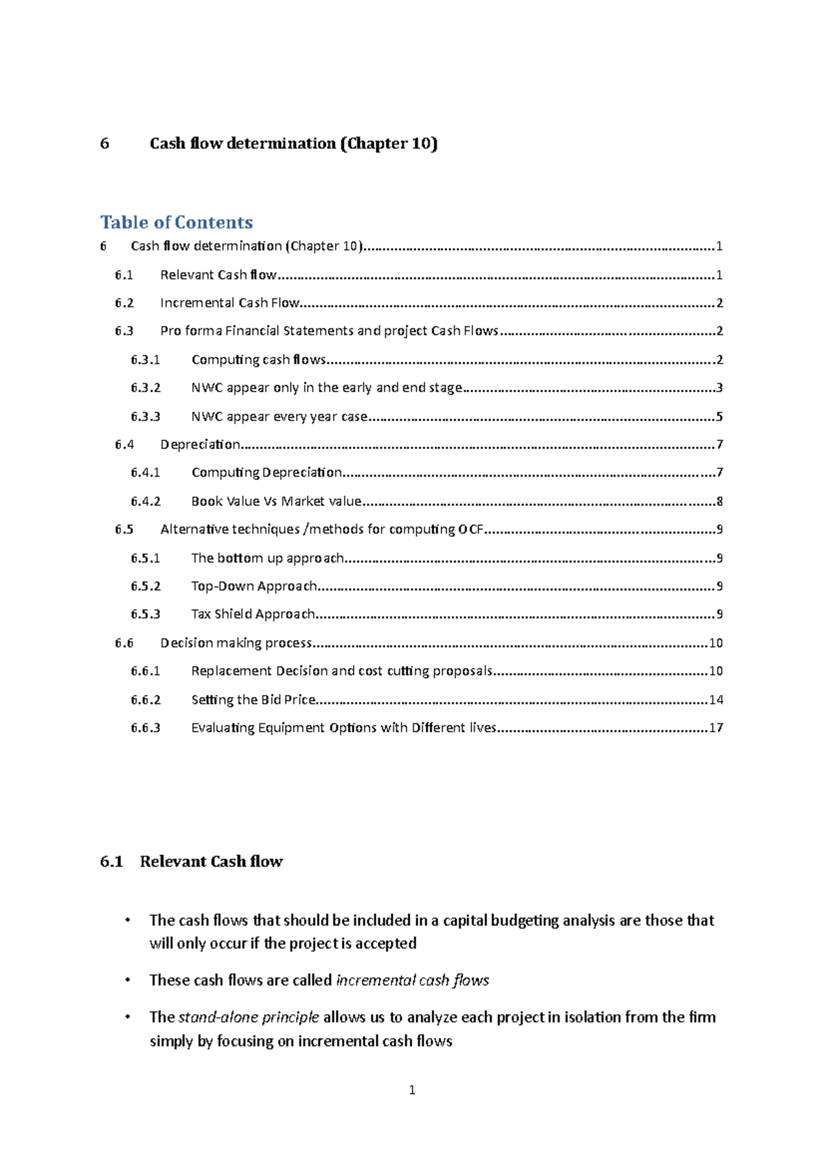 5.0 and 6.0 Cash flow determination - 6 Cash flow determination ...