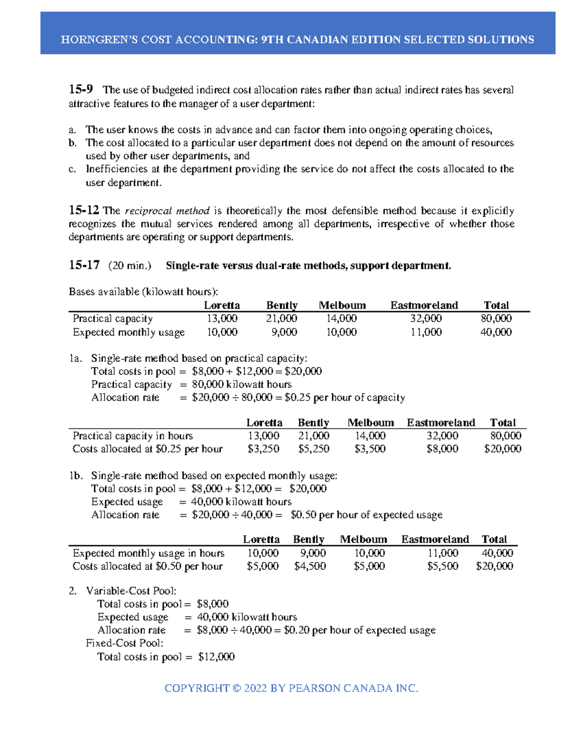 COST ACCOUNTING: CHAPTER 15 SELECTED SOLUTIONS (9TH EDITION) - Studocu