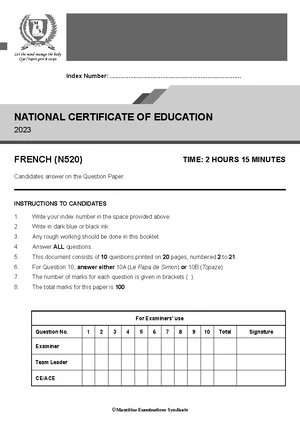 NCE-2024-Mathematics Final Exam Question Paper (N510) - Studocu