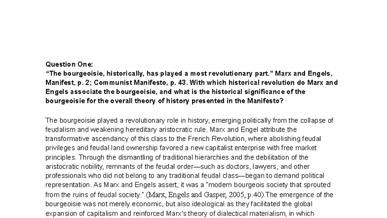 Coom5008 Essay 1: The Revolutionary Role of the Bourgeoisie in Marx's ...