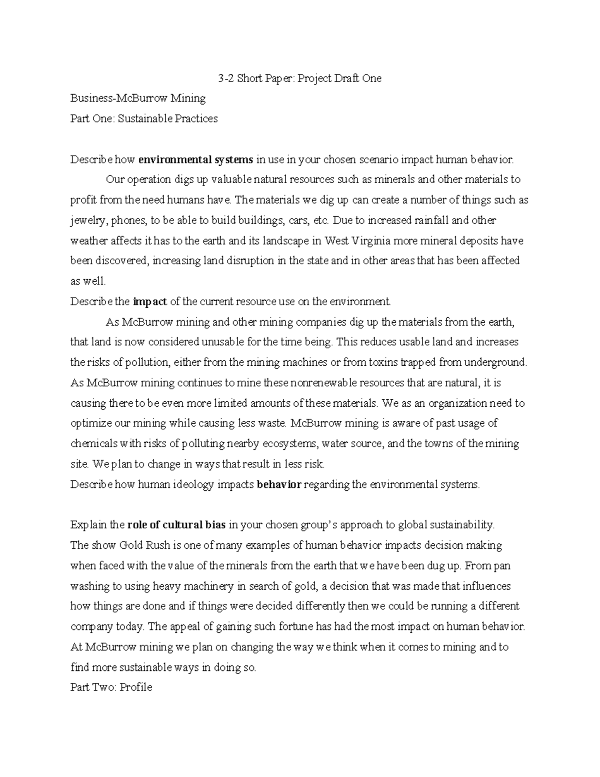 3-2 Short Paper: Project Draft on Sustainable Mining Practices - Studocu