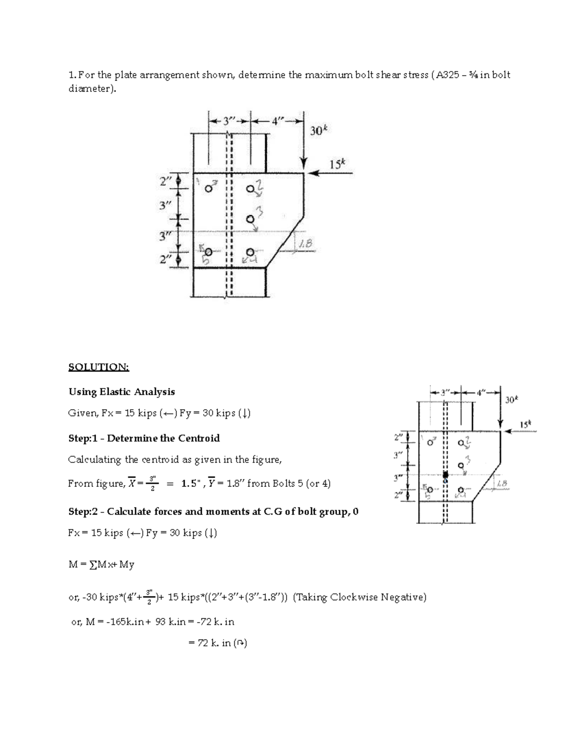 Eccentric Bolted Connection Design Analysis - A325 Bolt Shear Stress - Studocu