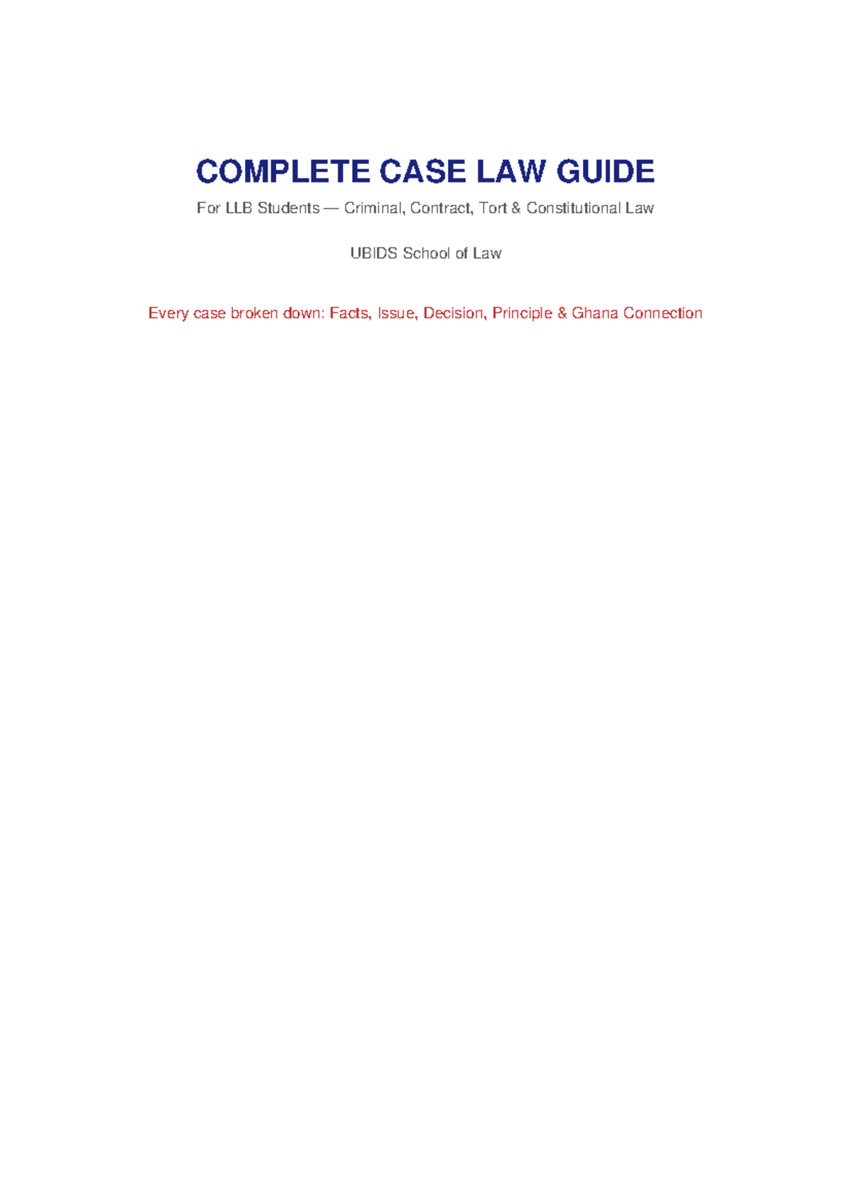 LLB Case Law Complete Guide: Criminal, Contract, Tort & Constitutional ...