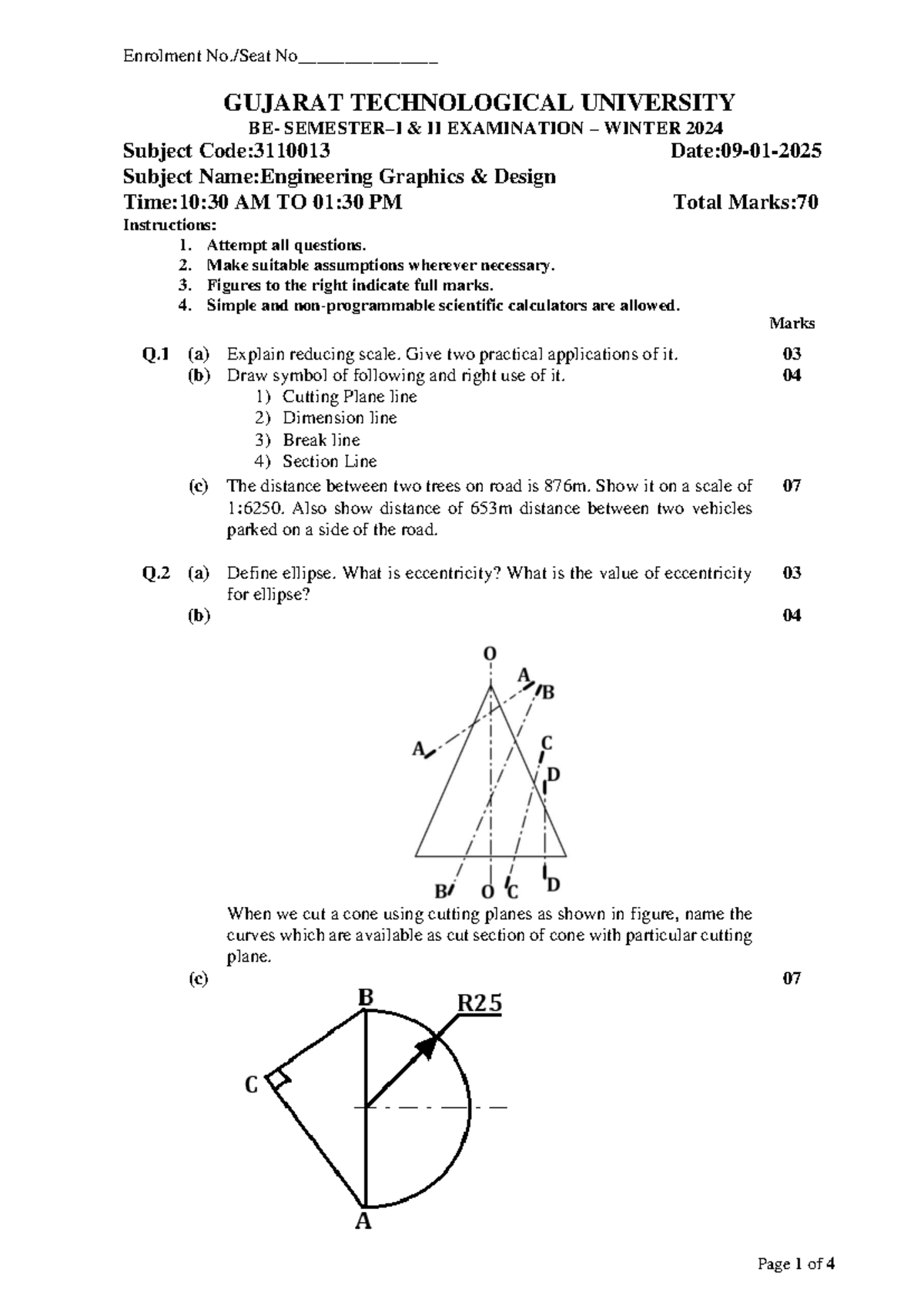 Engineering Graphics Design II Exam Winter 2024 - Q&A Guide (3110013 ...