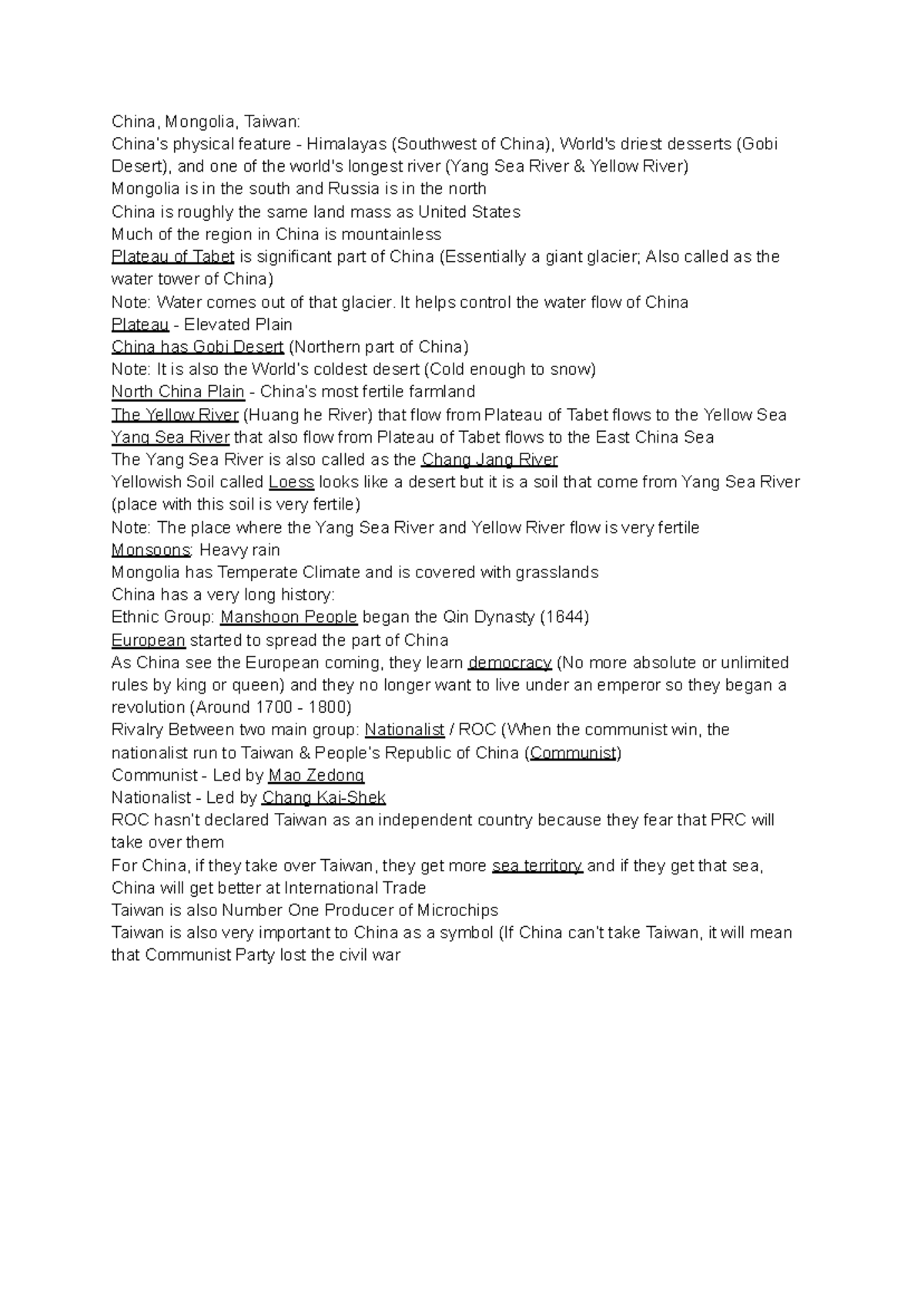 China, Mongolia, Taiwan: Historical Context & Modern Implications (HIST ...