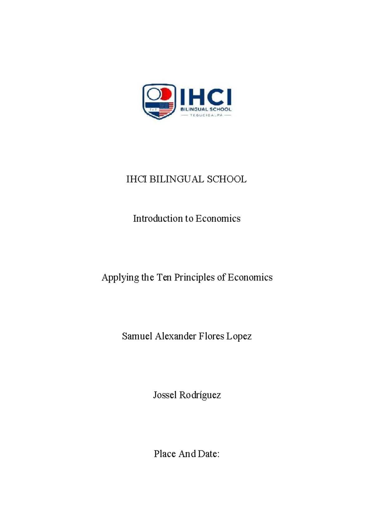 IHCI BILINGUAL SCHOOL: Economics Principles in Honduran Coffee ...