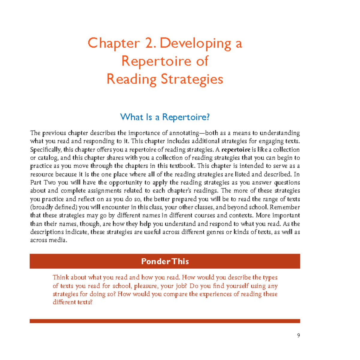ENG 101 Chapter 2: Developing a Repertoire of Reading Strategies - Studocu