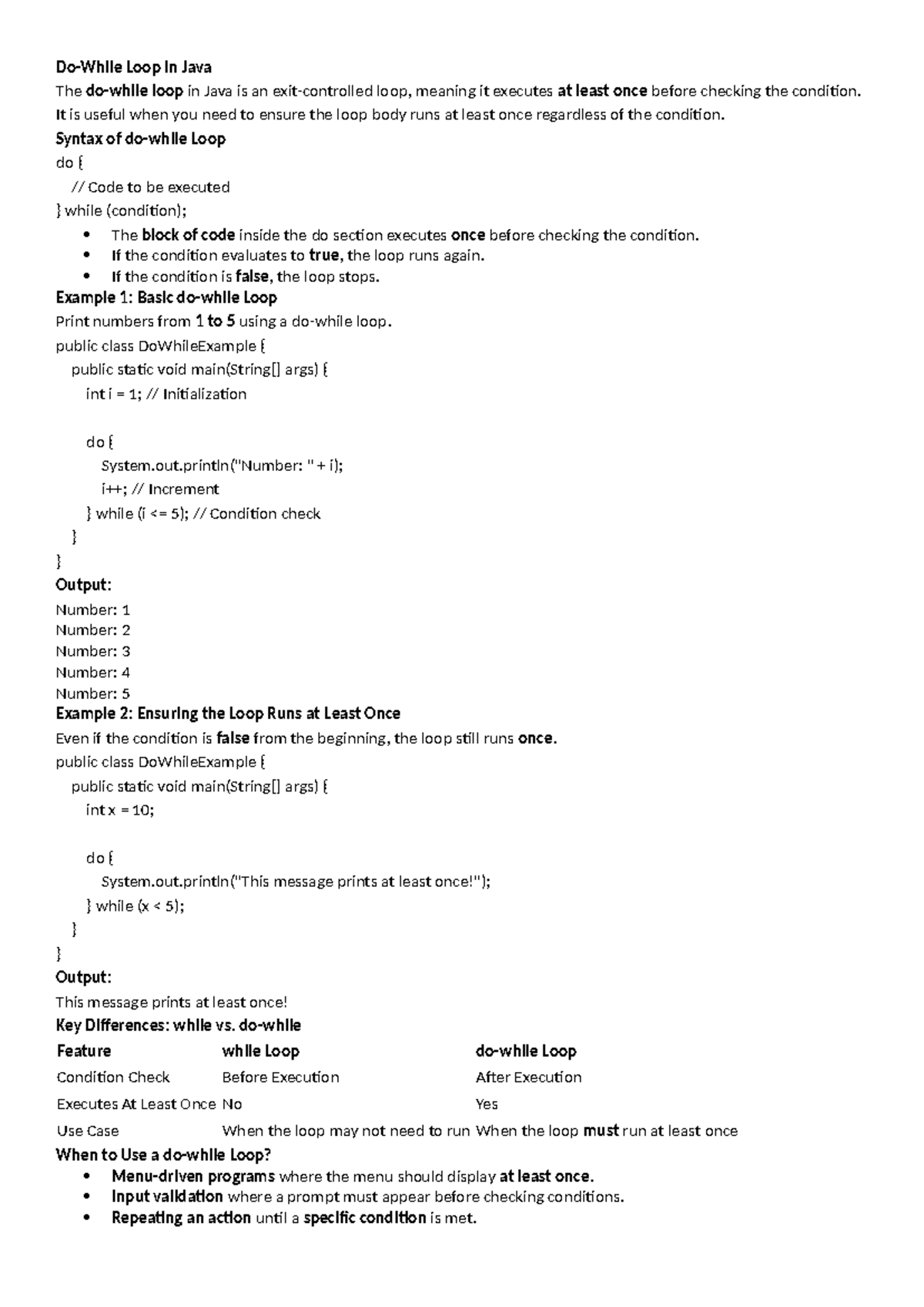 CSE 101: Understanding Do-While Loops in Java Programming - Studocu