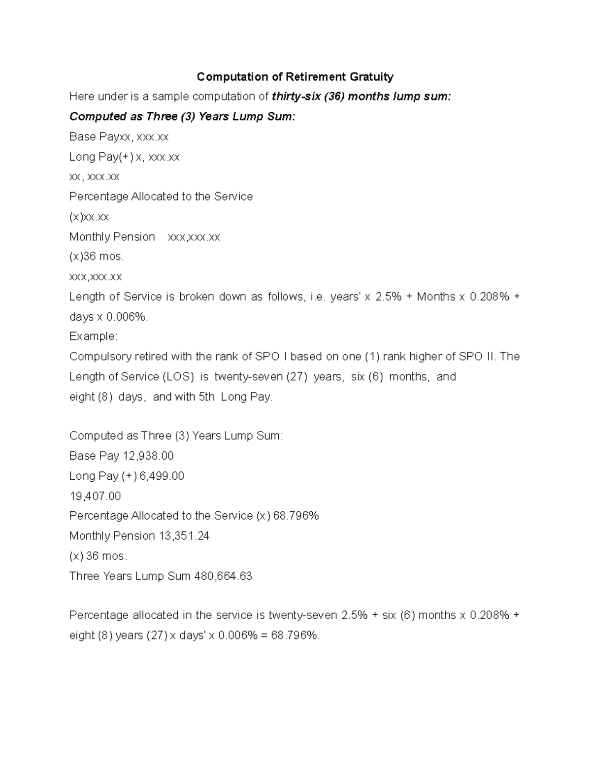 Chapter XI Computation of Retirement Gratuity - Computation of ...