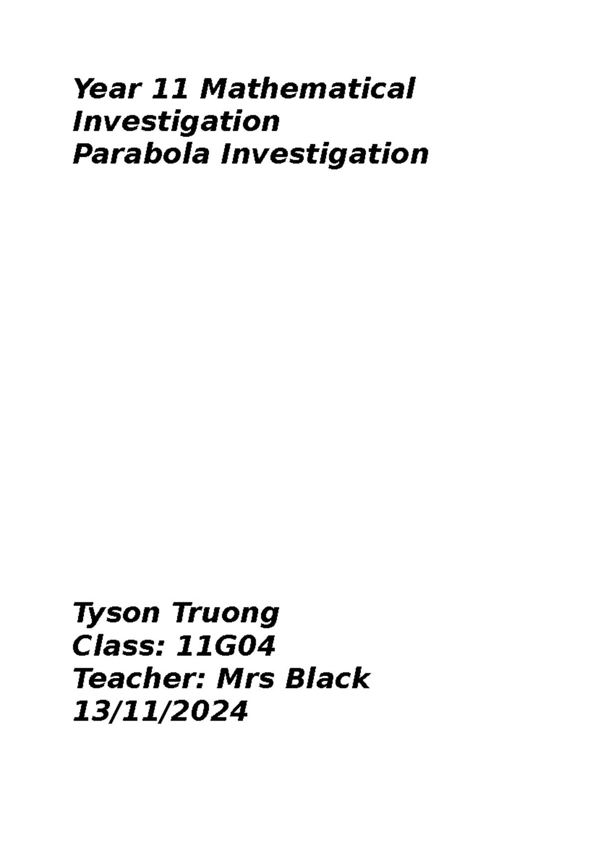 Year 11 Mathematical Investigation: Analyzing the Sydney Harbour Bridge ...