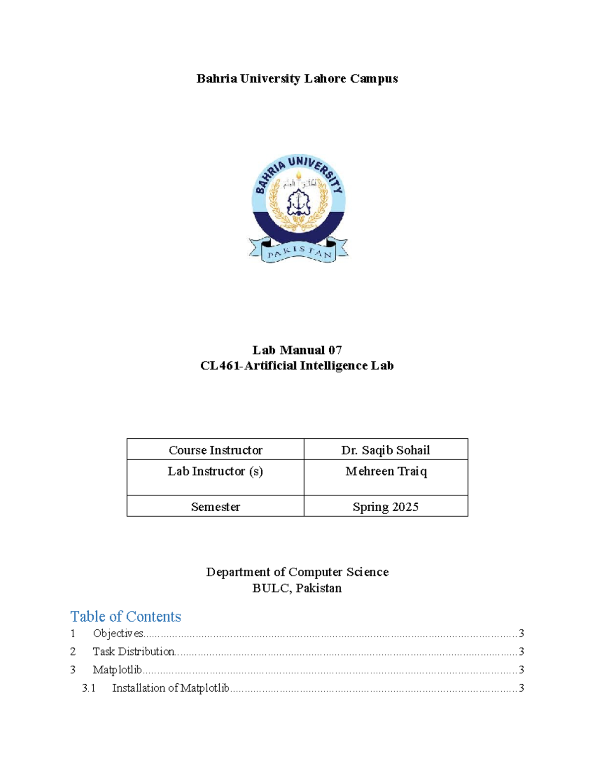 Lab Manual 7 19032025 090319 am - Bahria University Lahore Campus Lab ...