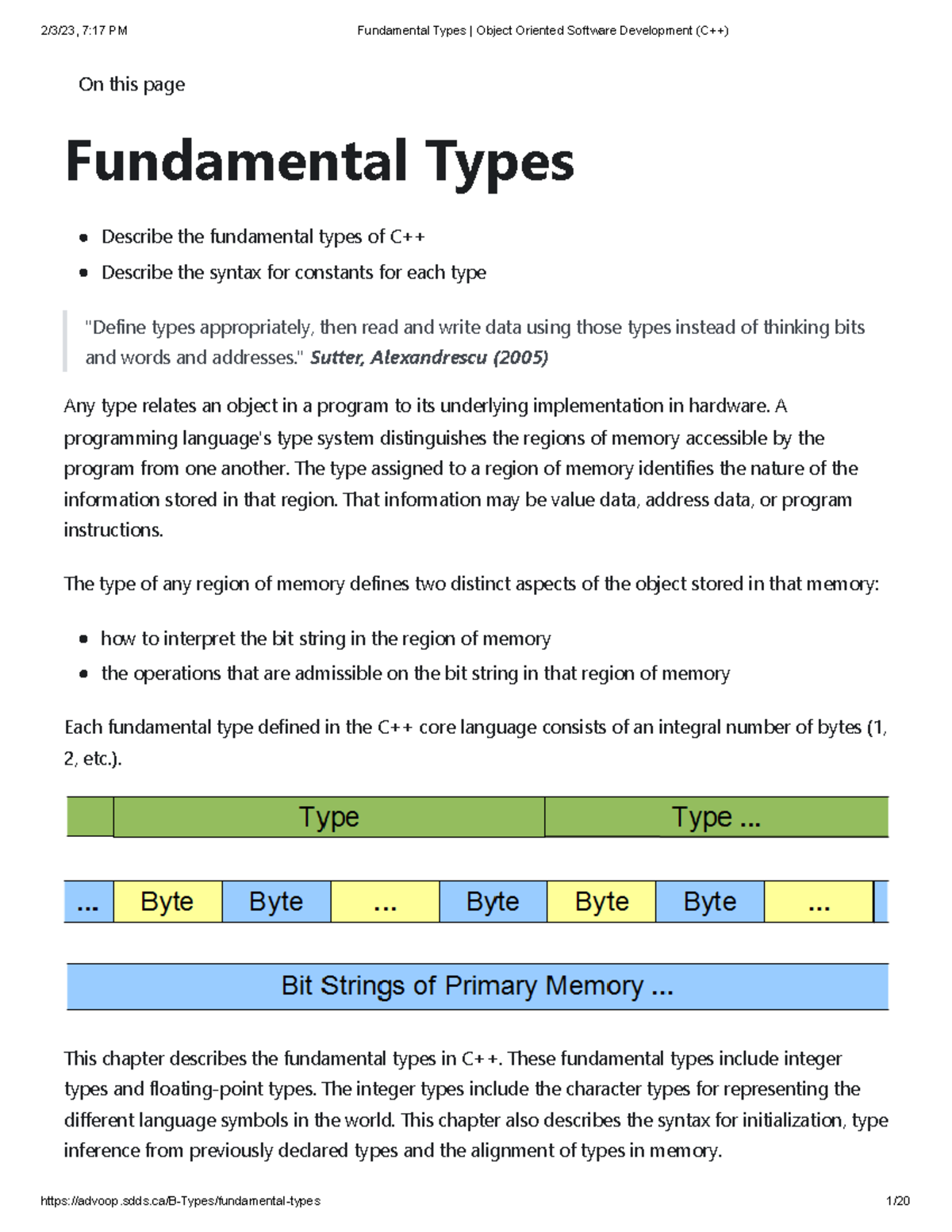 Fundamental Types Object Oriented Software Development (C++) - On this ...